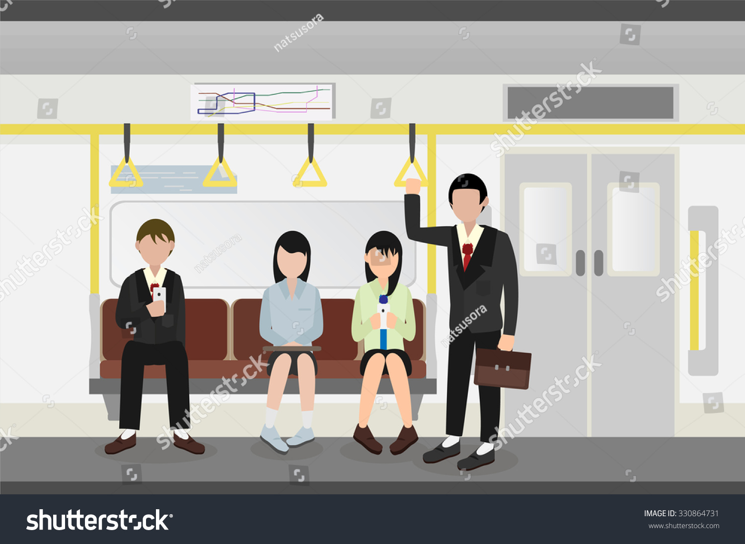 People Inside Metro Subway Train Vector Stock Vector (Royalty Free ...