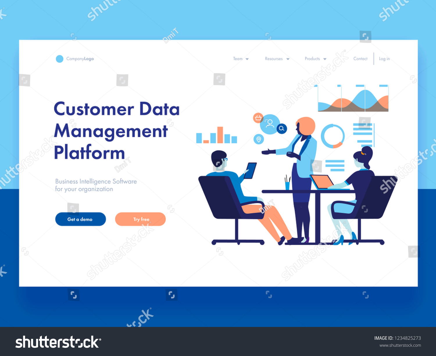People Interacting Charts Analysing Statistics Vector: stockvector ...