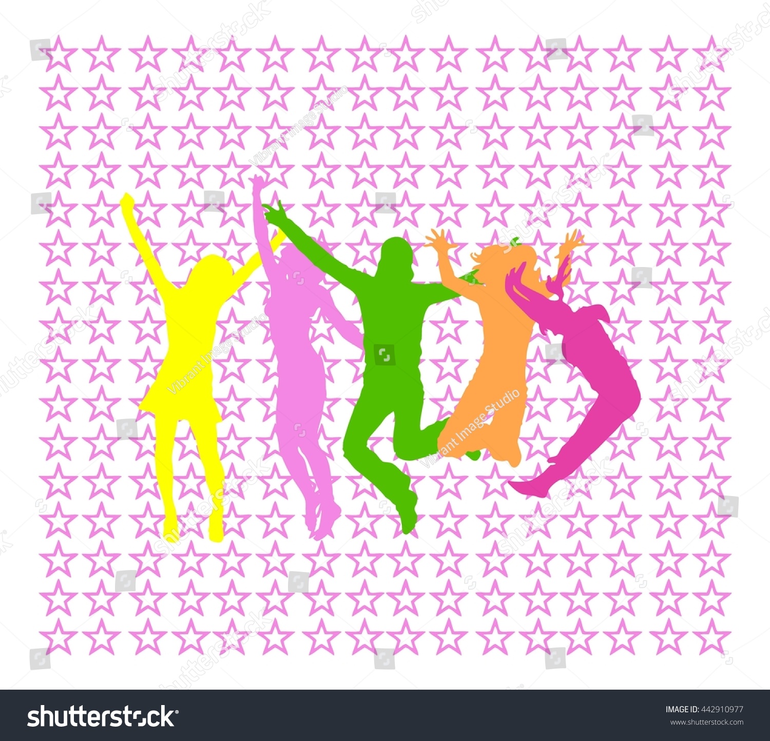 People Jumping Hurray Team Stock Vector (Royalty Free) 442910977
