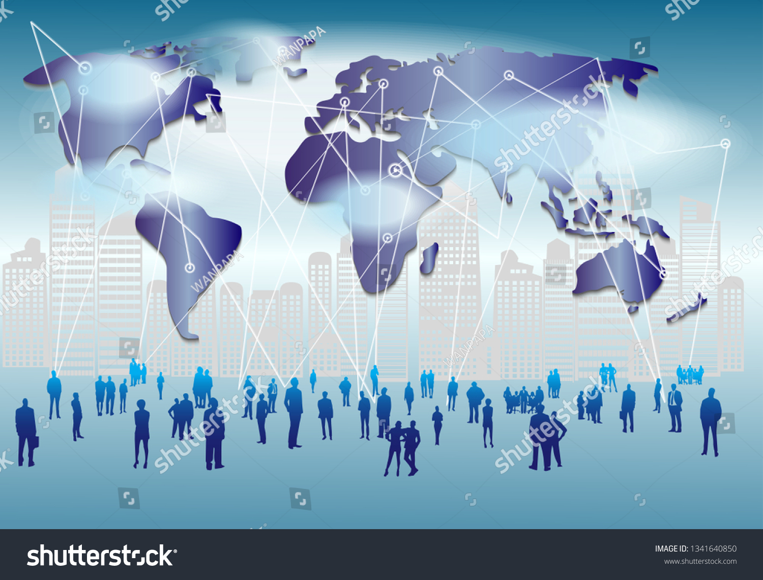 People Network World Map Chat Bubbles Stock Vector (Royalty Free ...