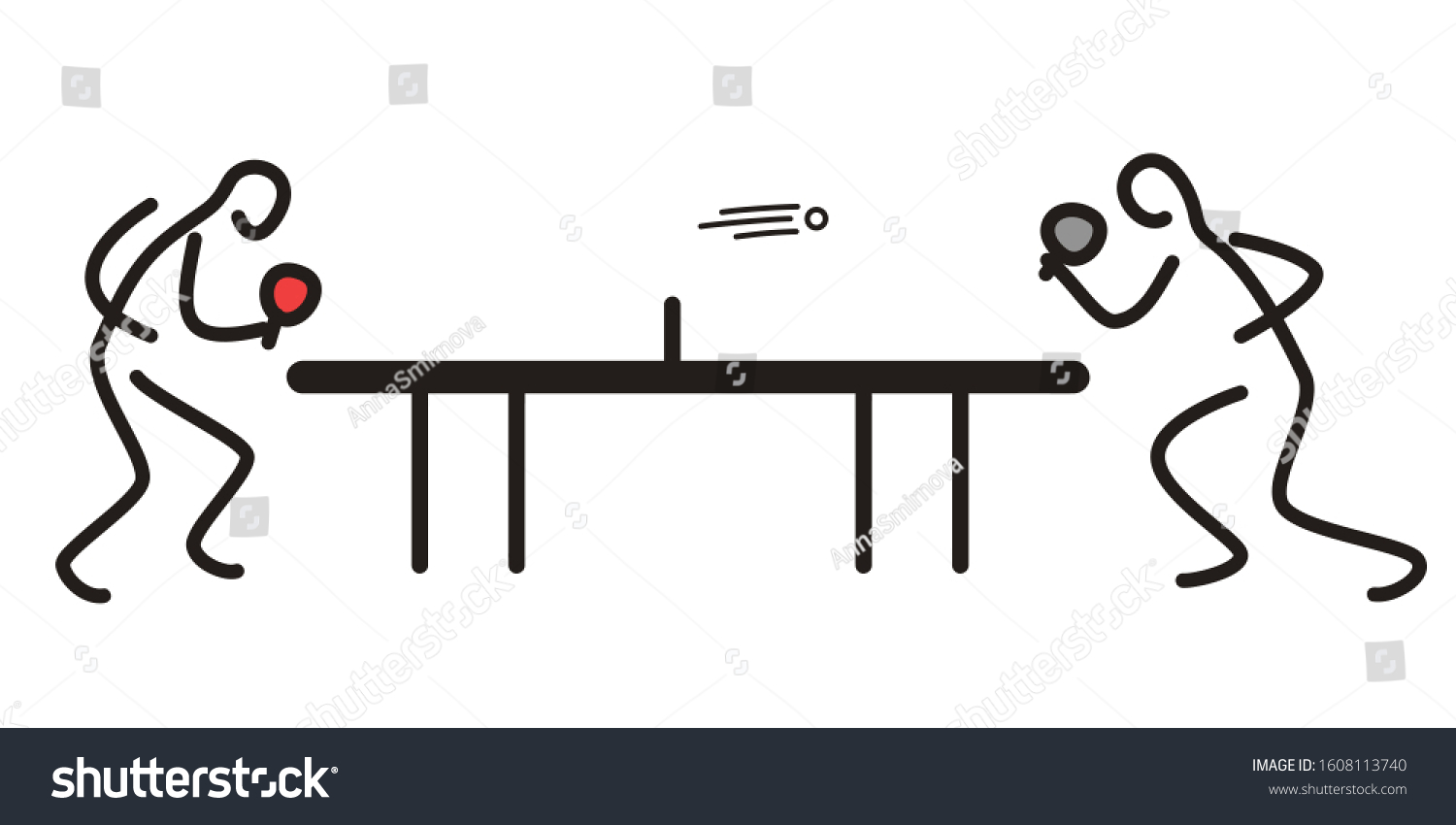 People Playing Table Tennis Simple Vector Stock Vector (Royalty Free ...