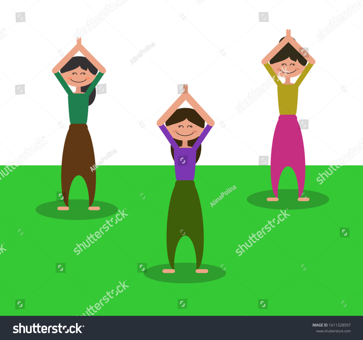 People Practice Group Yoga Class Vector Stock Vector (Royalty Free ...