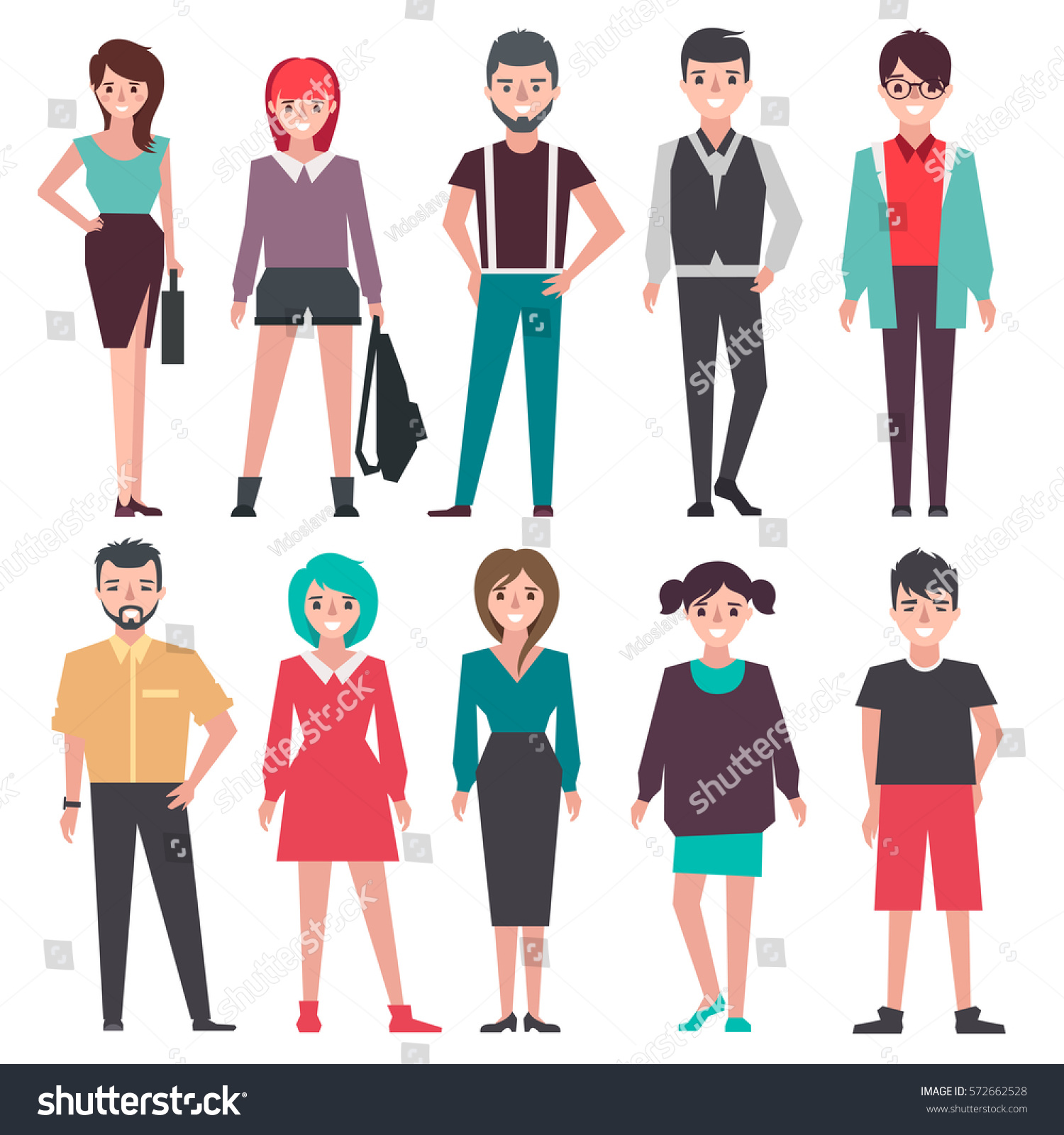 People Set Flat Vector Illustration Stock Vector (Royalty Free ...