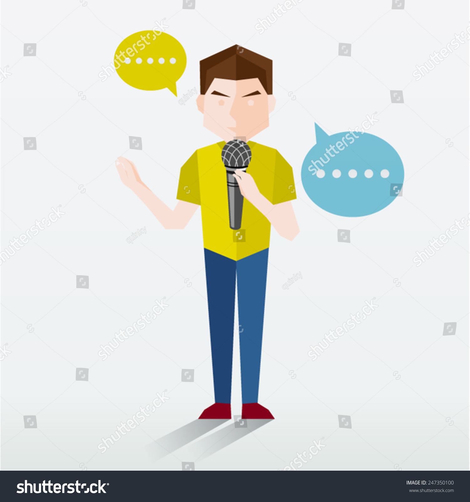 People Talking Using Microphone Vector Illustration Stock Vector ...