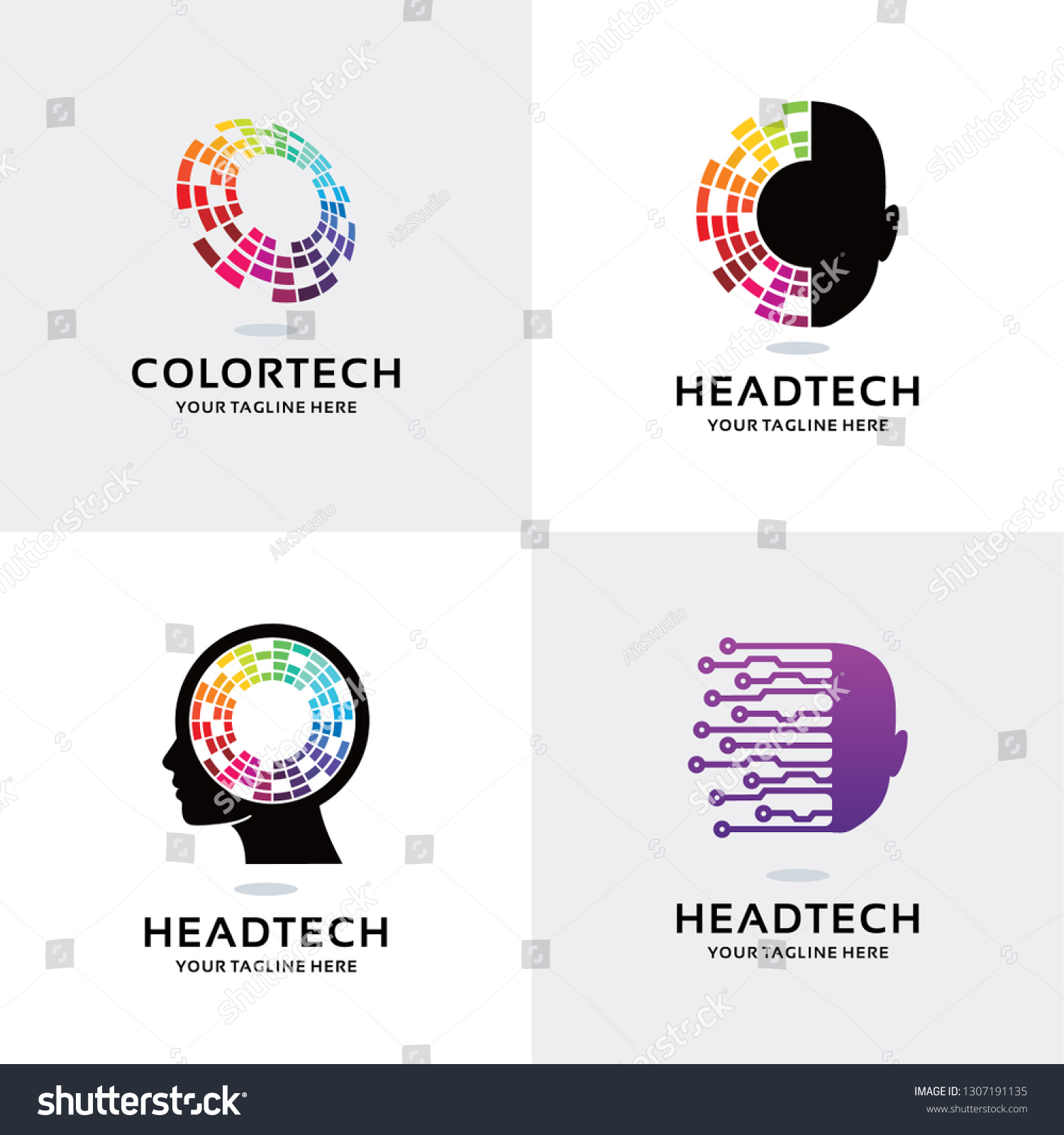 People Tech Logo Set Design Template Stock Vector (Royalty Free ...