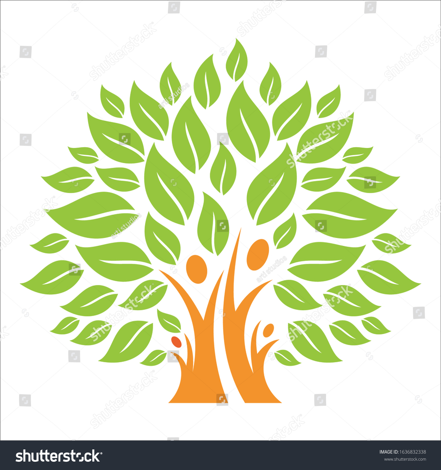 People Tree Vector Design Logo Template Stock Vector (Royalty Free ...
