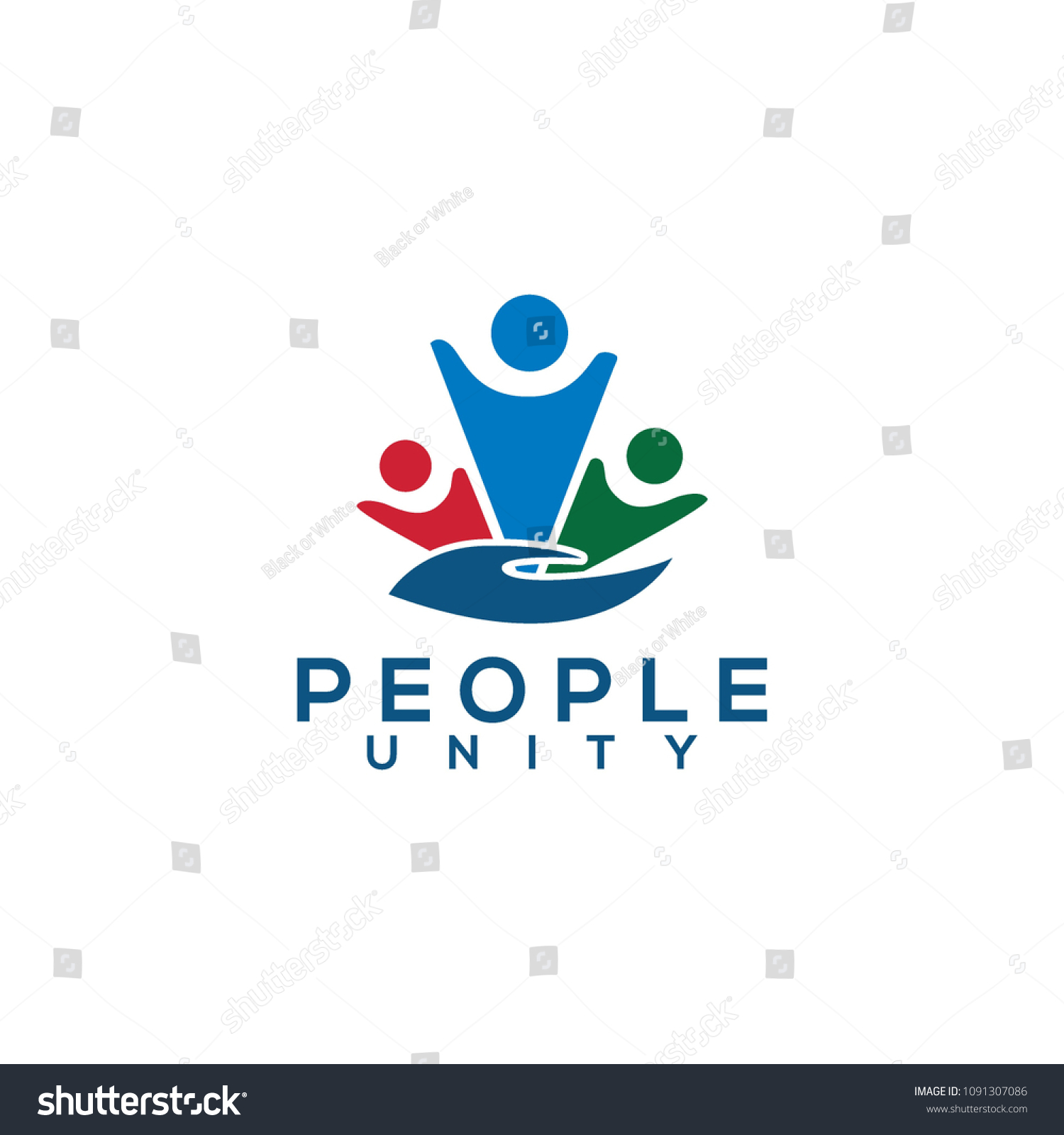 People Unity Logo Design: vector de stock (libre de regalías) 1091307086