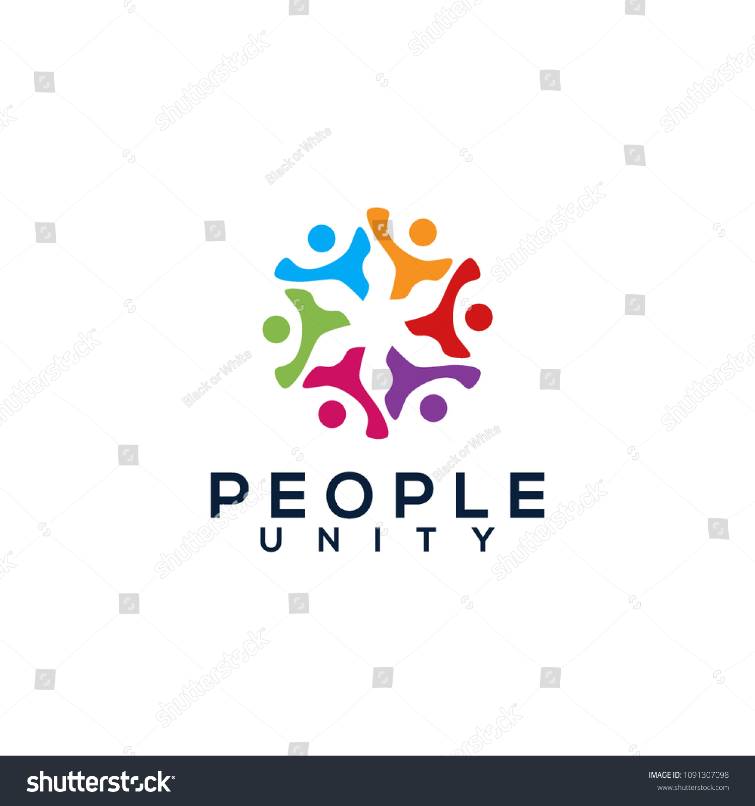 People Unity Logo Design: vector de stock (libre de regalías) 1091307098