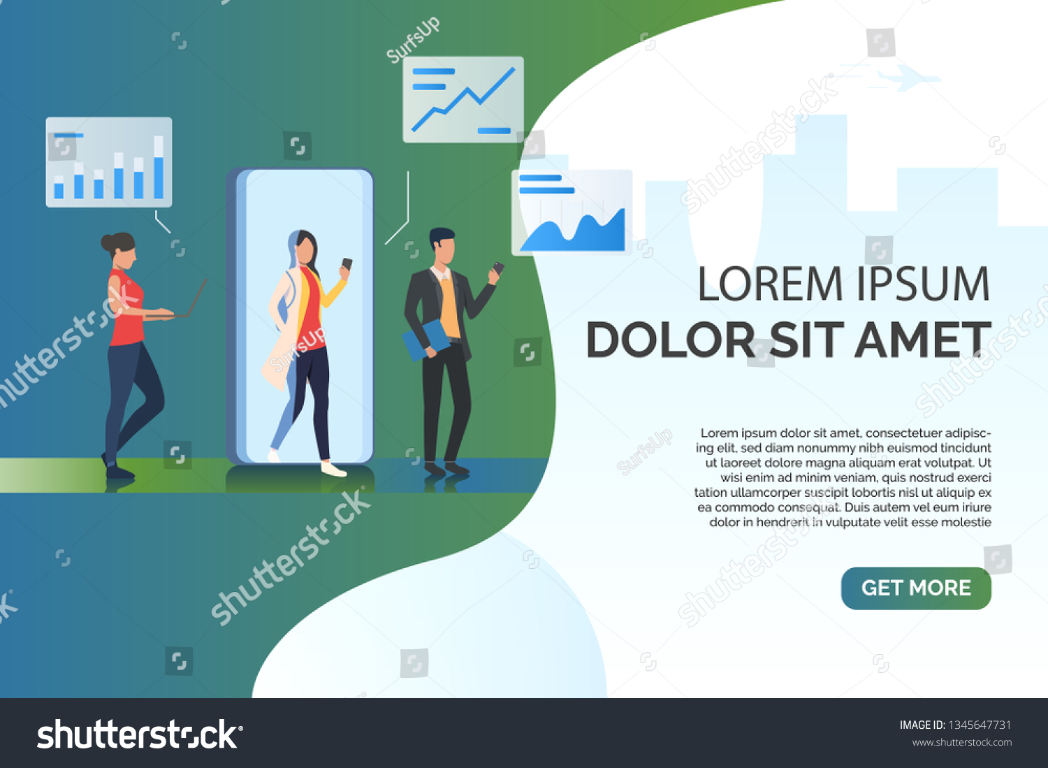 People Using Gadgets Graphs Vector Illustration Stock Vector (Royalty ...