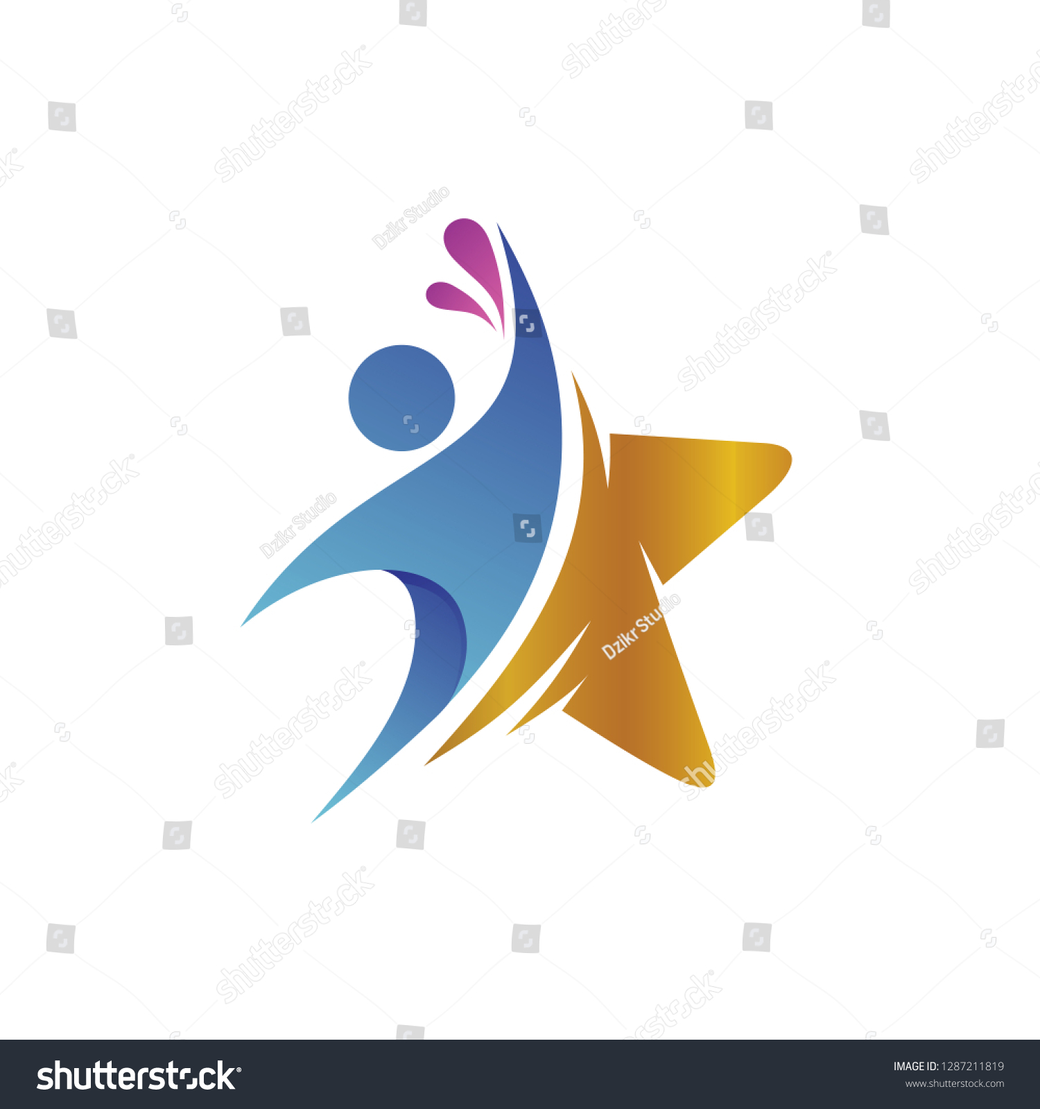 People Star Shape School Logo Vector Stock Vector (Royalty Free) 1287211819