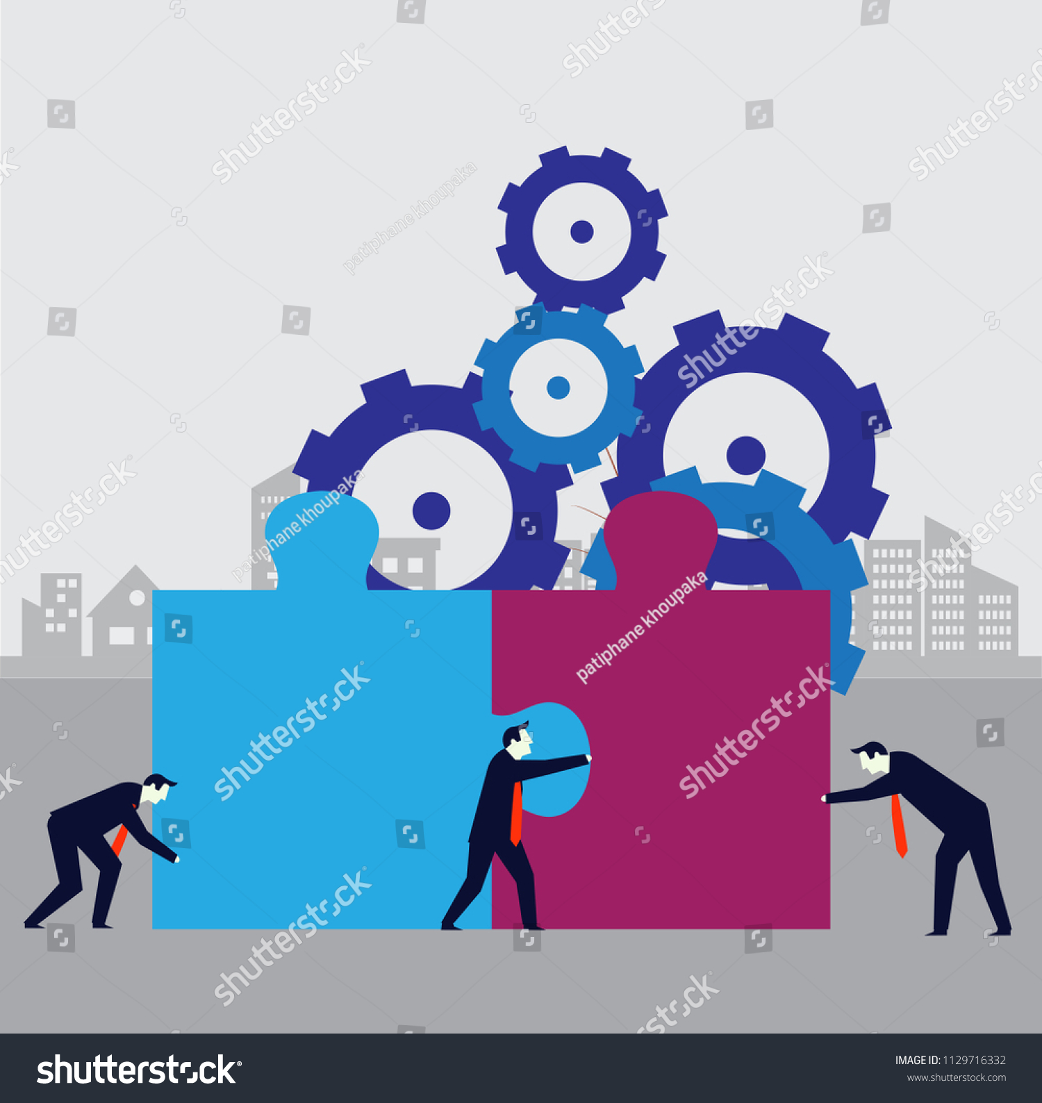 People Work Team Graph Cogs Vector Stock Vector (Royalty Free ...