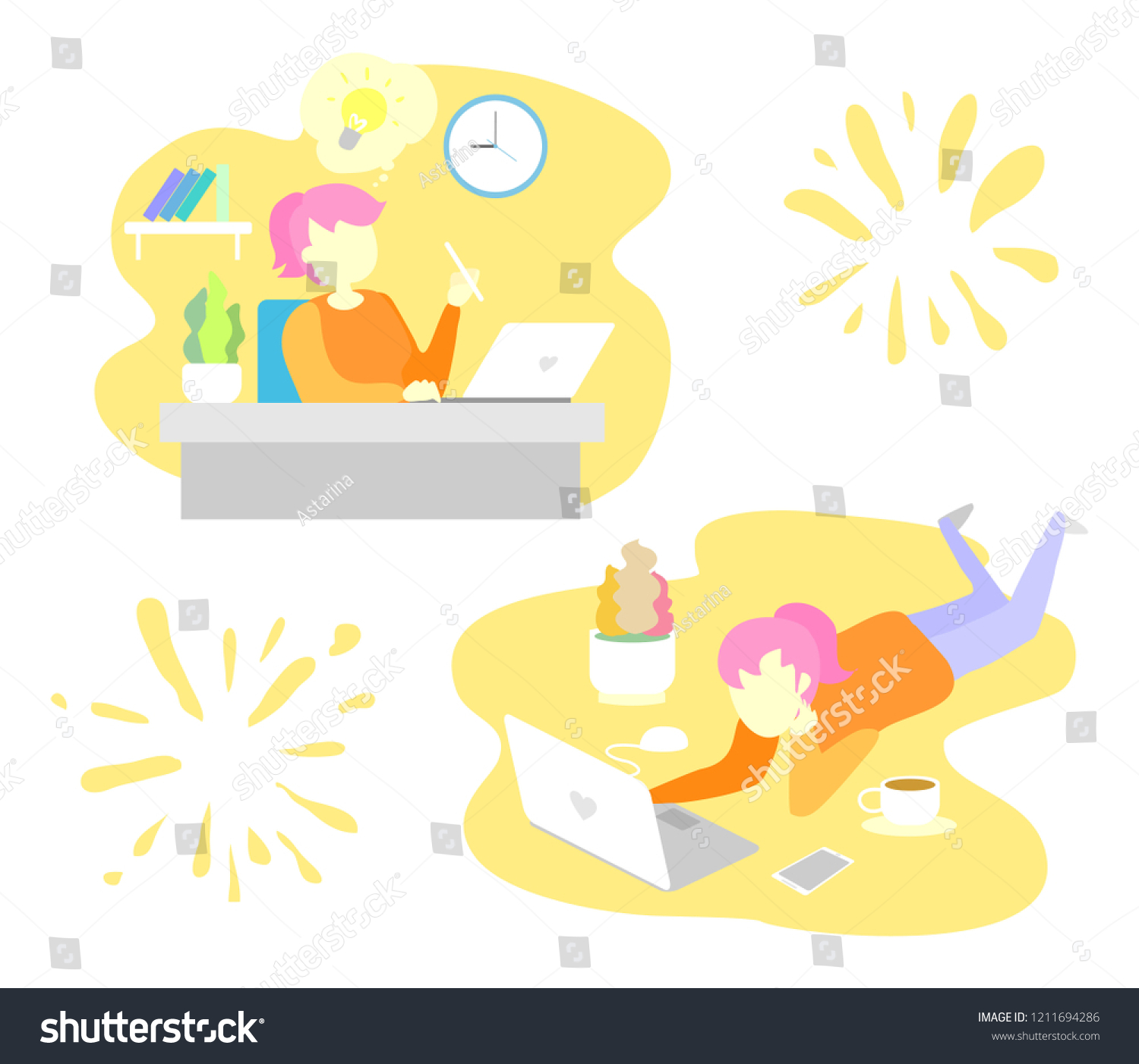 People Working Vector Illustration Stock Vector (Royalty Free) 1211694286