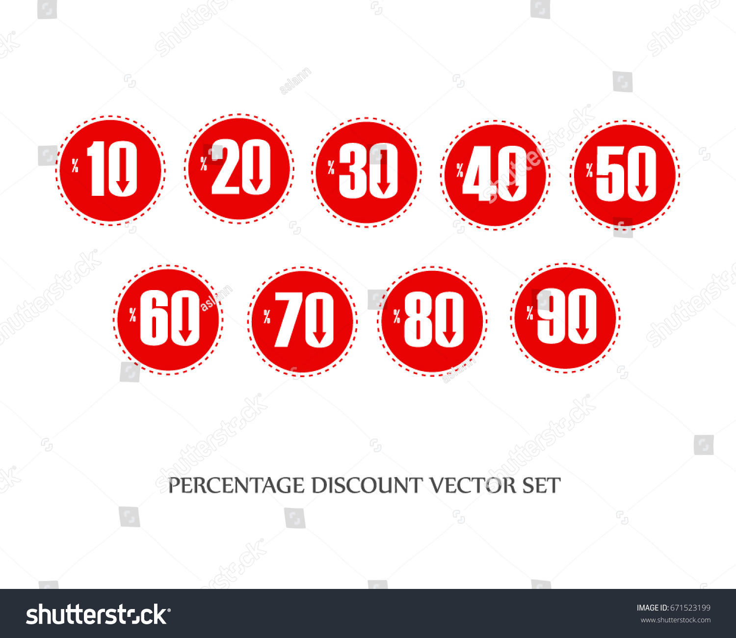 Percentage Discount Red Circle Vector Set Stock Vector (Royalty Free ...