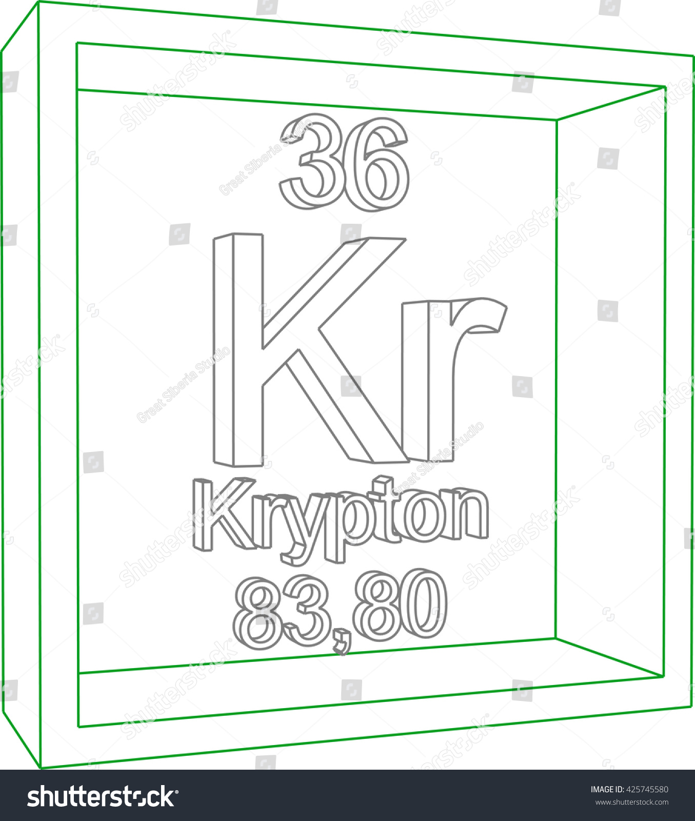 Vektor Stok Periodic Table Elements Krypton (Tanpa Royalti) 425745580 ...