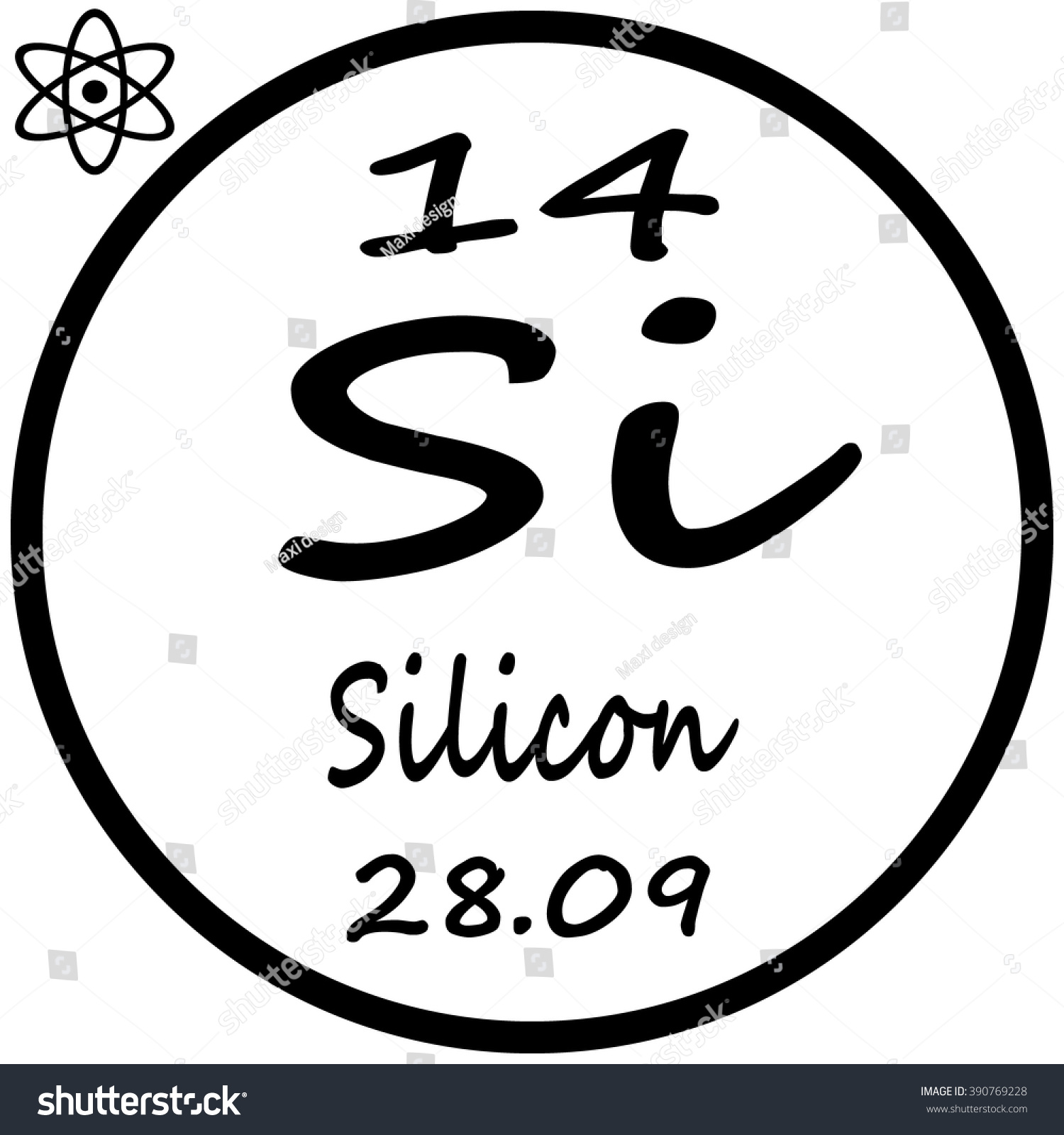 Vektor Stok Periodic Table Elements Silicon (Tanpa Royalti) 390769228 ...