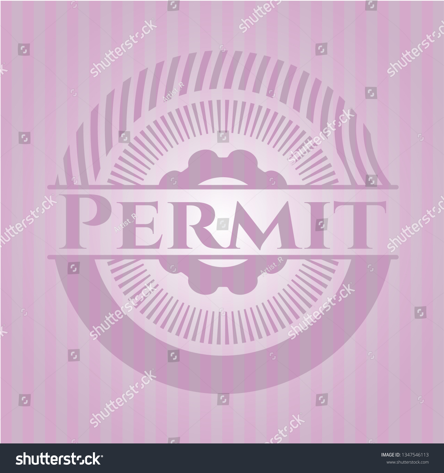 Permit Badge Pink Background Stock Vector (Royalty Free) 1347546113