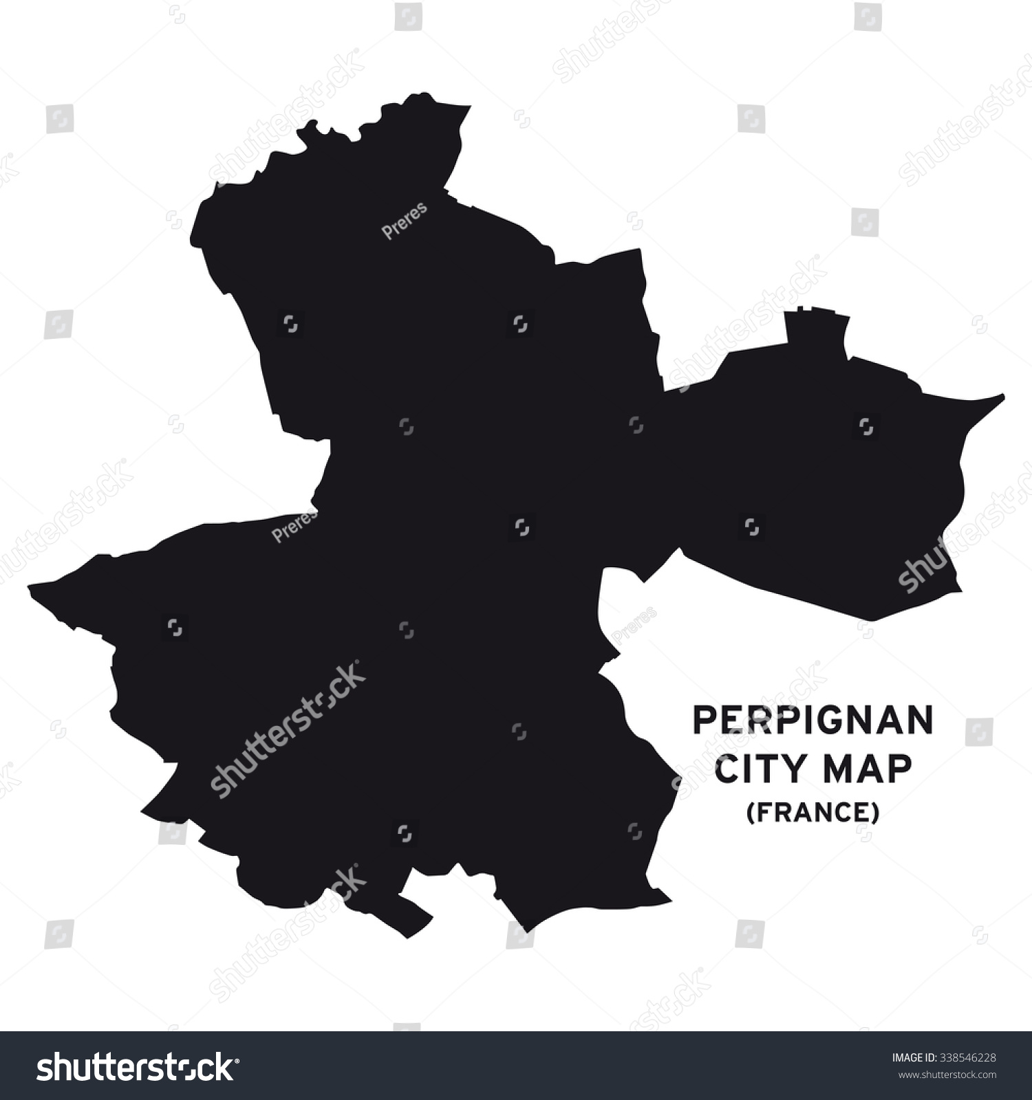 Perpignan City Map Vector Stock Vector (Royalty Free) 338546228 ...