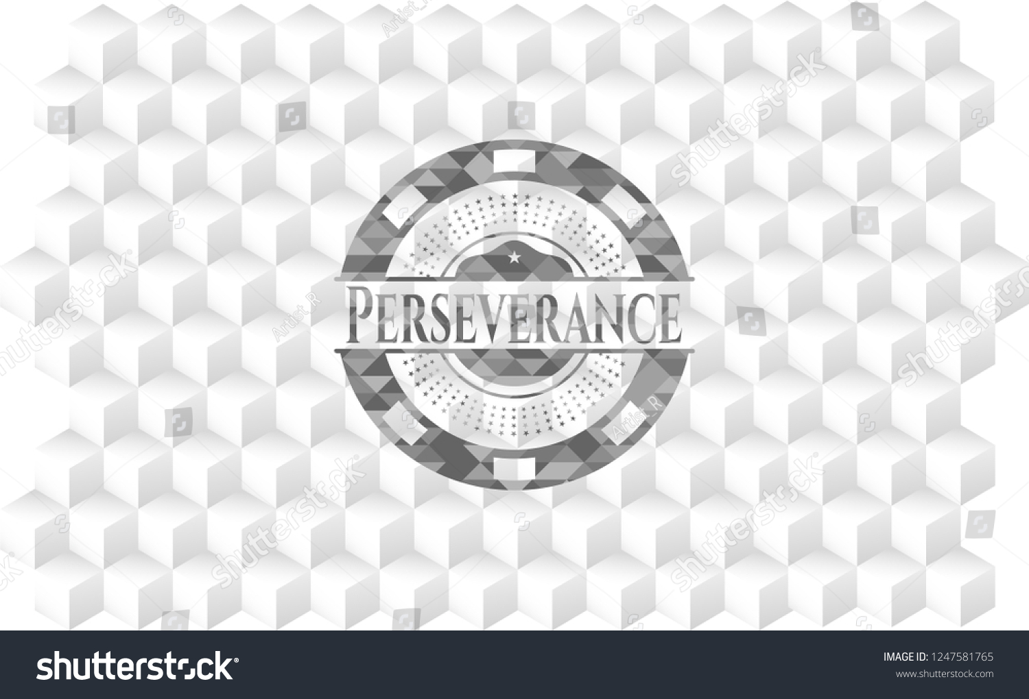 Perseverance Grey Emblem Cube White Background Stock Vector (Royalty ...