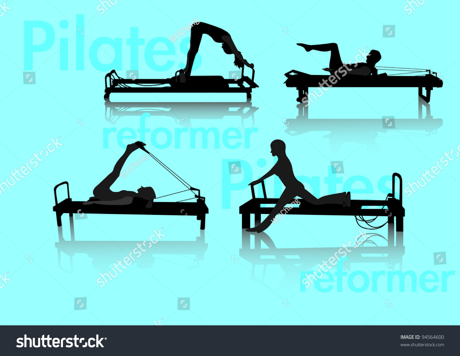 Person Do Pilates Exercise On Reformer Stock Vector 94564600 - Shutterstock