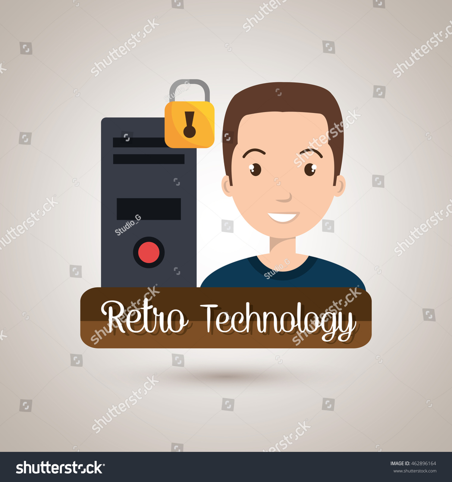 Person Floppy Padlock System Vector Illustration Stock Vector (Royalty ...
