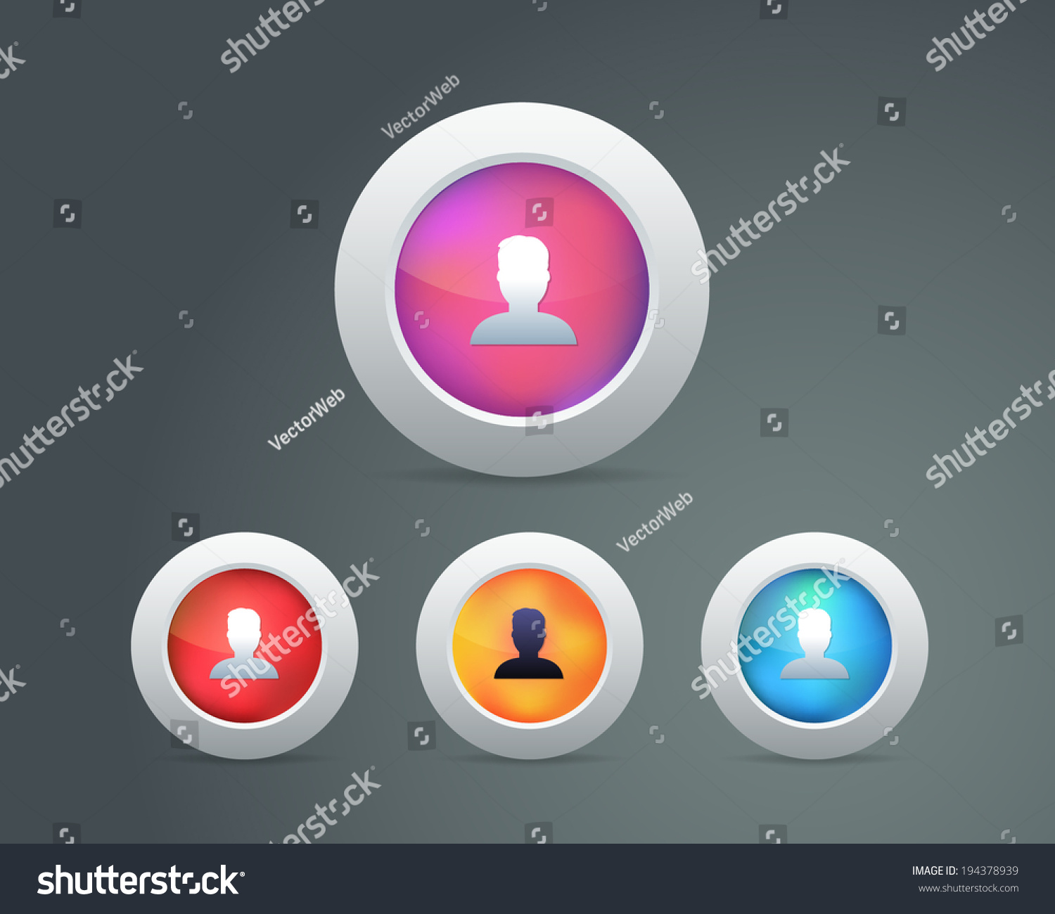Person Icon Button Stock Vector (Royalty Free) 194378939 | Shutterstock