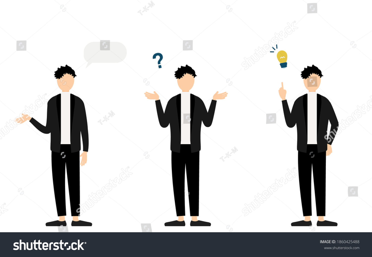 Person Pose Set Speaking Questioning Solving Stock Vector (Royalty Free ...