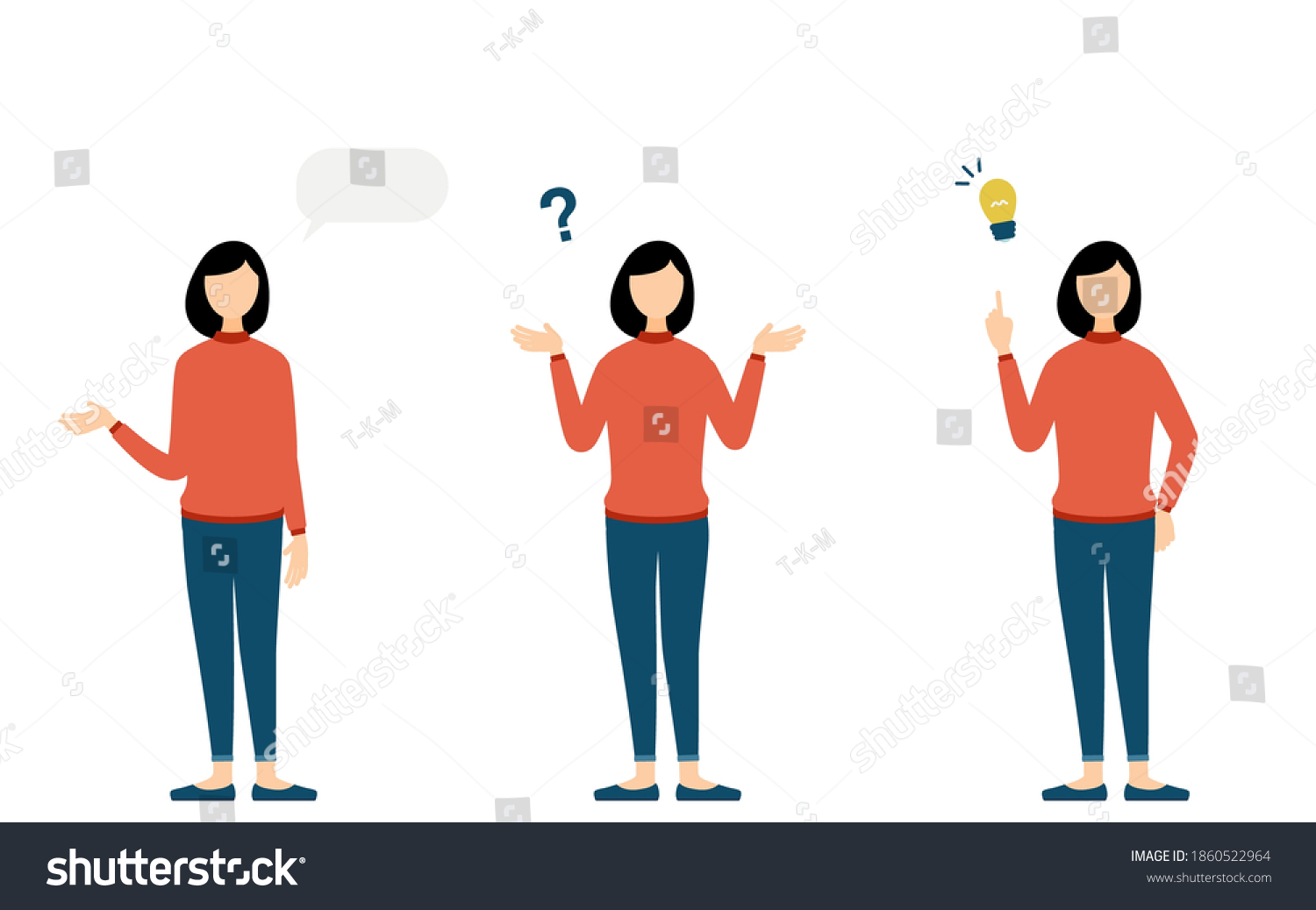 Person Pose Set Speaking Questioning Solving Stock Vector (Royalty Free ...