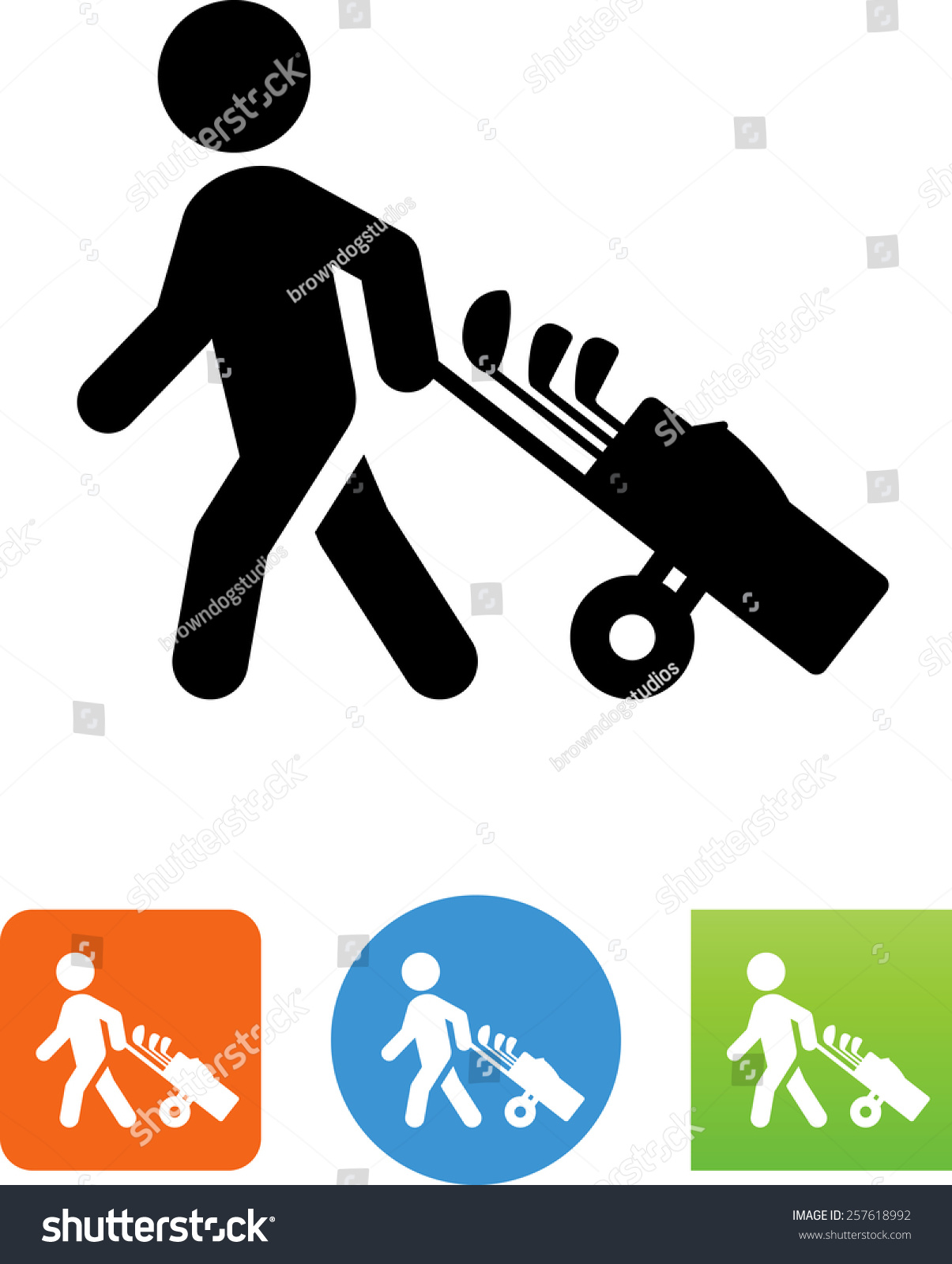 Person Pulling Golf Cart Icon Stock Vector (Royalty Free) 257618992