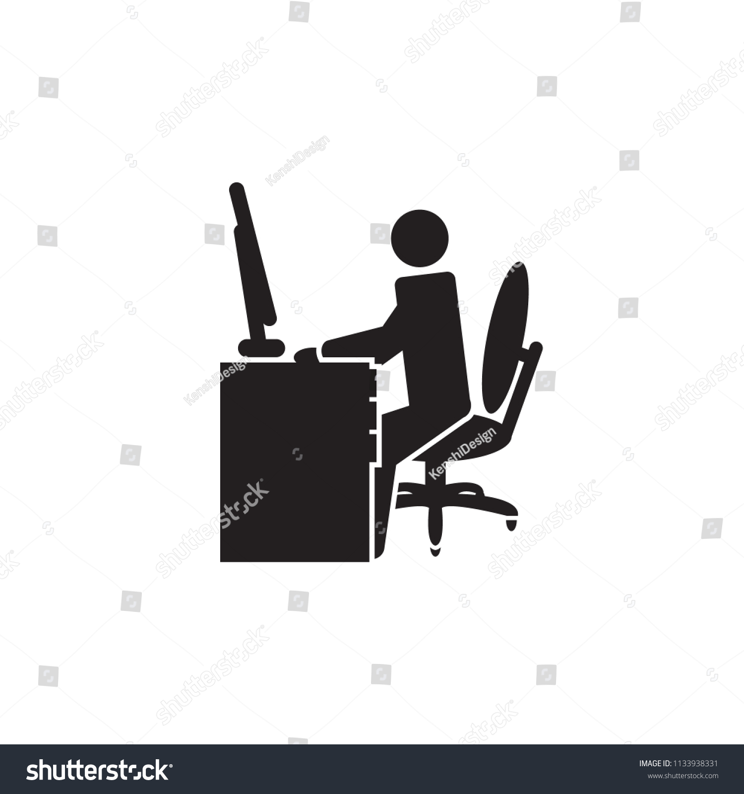 Person Working On Computer Vector Icon Stock Vector (Royalty Free ...