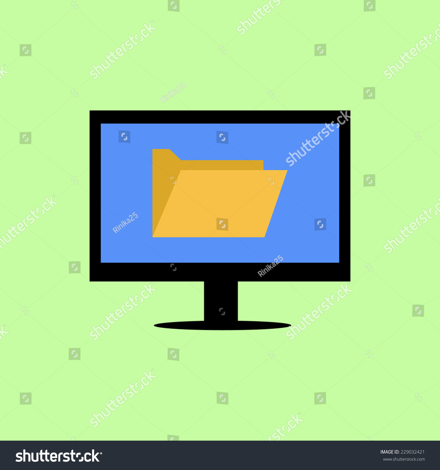 Personal Computer Folder Icon Flat Style Stock Vector (Royalty Free ...