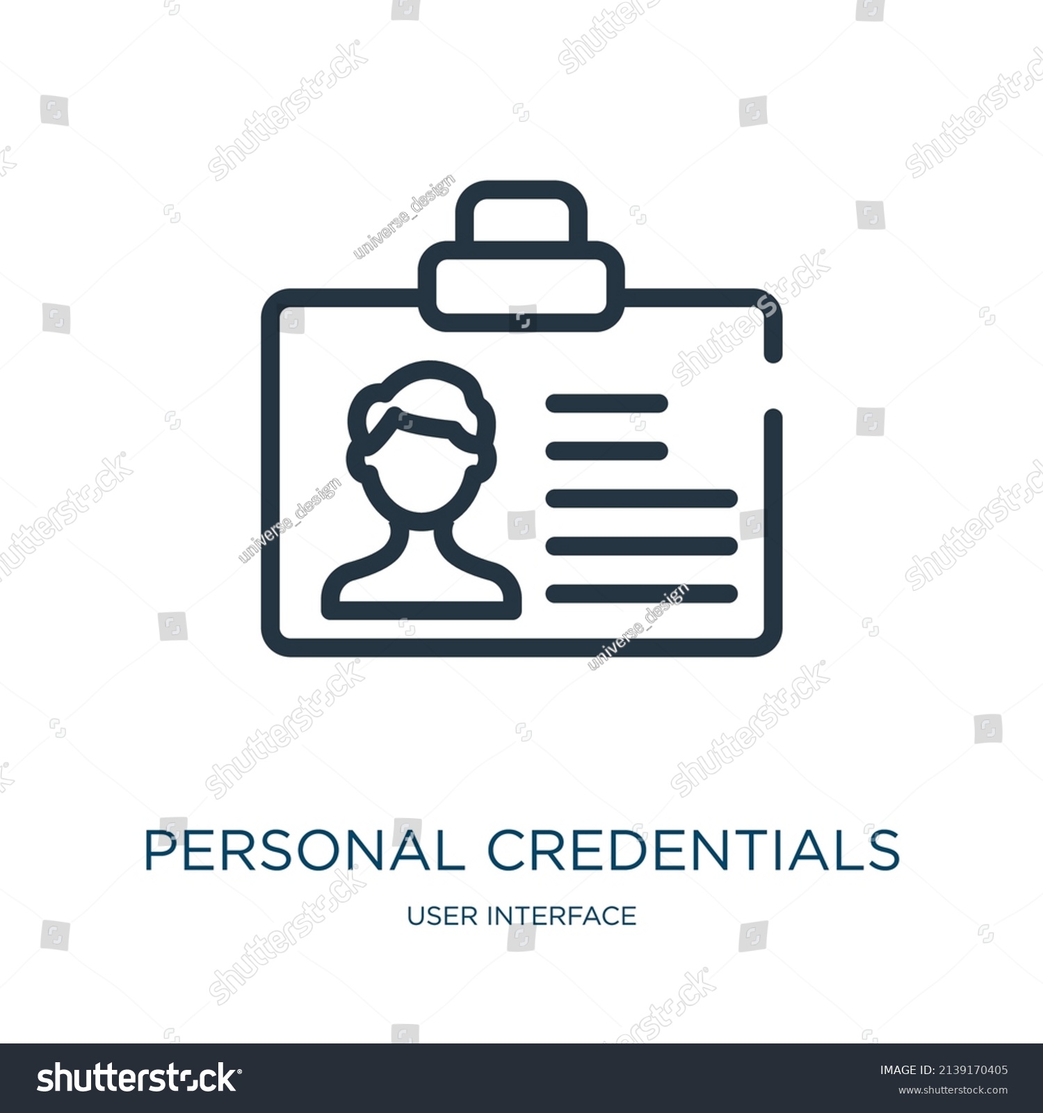 Personal Credentials Thin Line Icon Personal Stock Vector (Royalty Free ...