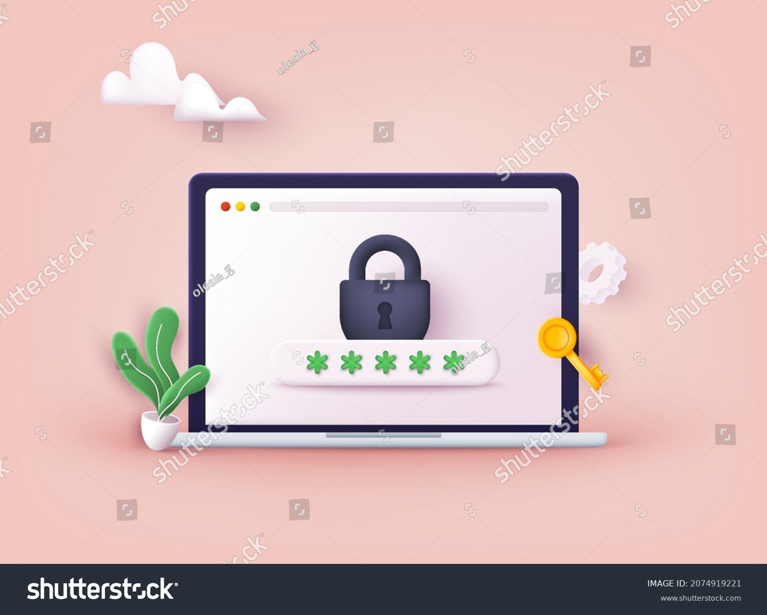 Personal Data Security Laptop Screen Lock Stock Vector (Royalty Free ...