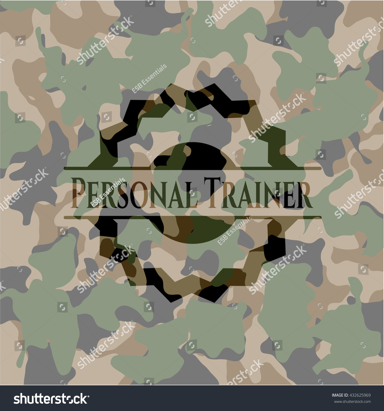 Personal Trainer Camouflaged Emblem Stock Vector (Royalty Free) 432625969
