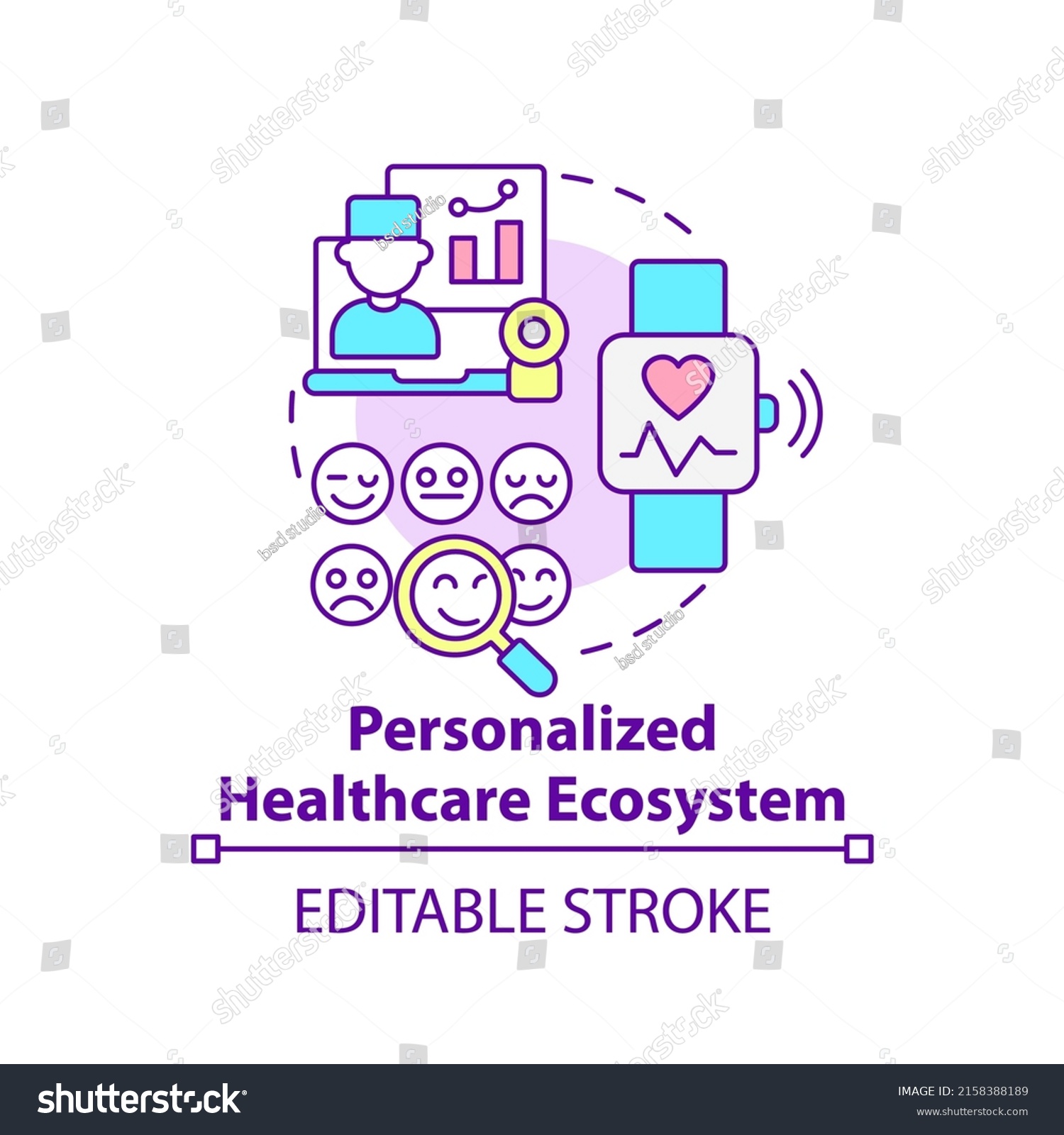 Personalized Healthcare Ecosystem Concept Icon Mental Stock Vector