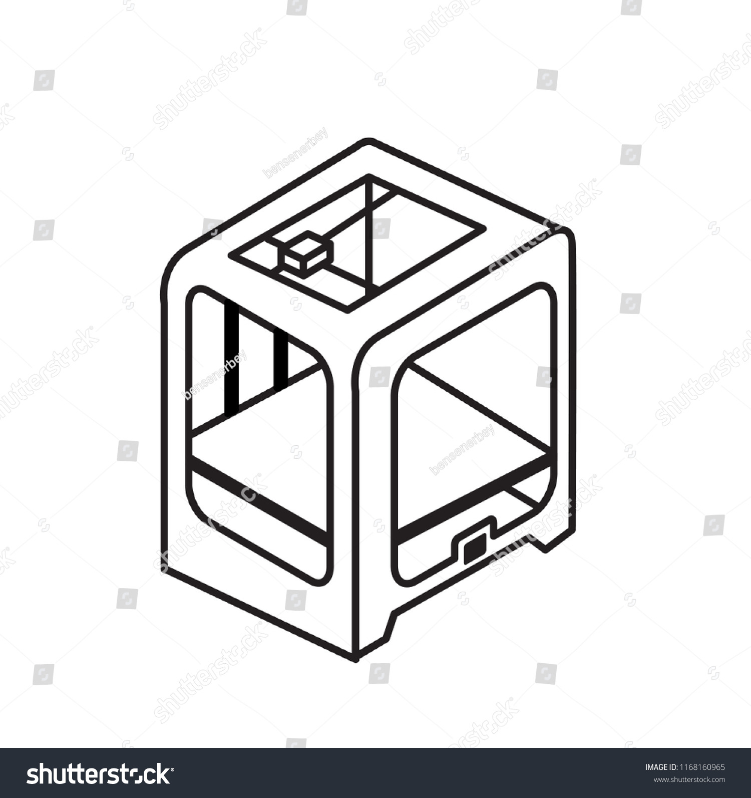 Perspective Line Art 3d Printer Icon Stock Vector (Royalty Free ...