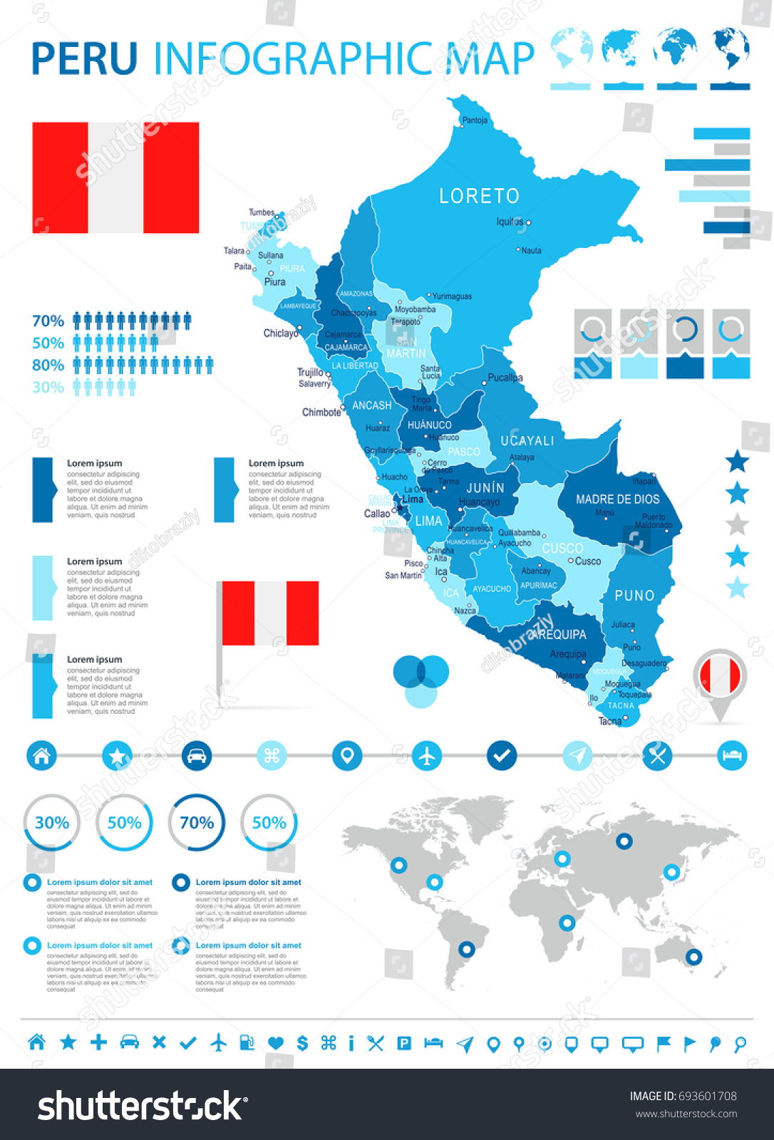 Peru Infographic Map Flag Vector Illustration Stock Vector (Royalty ...