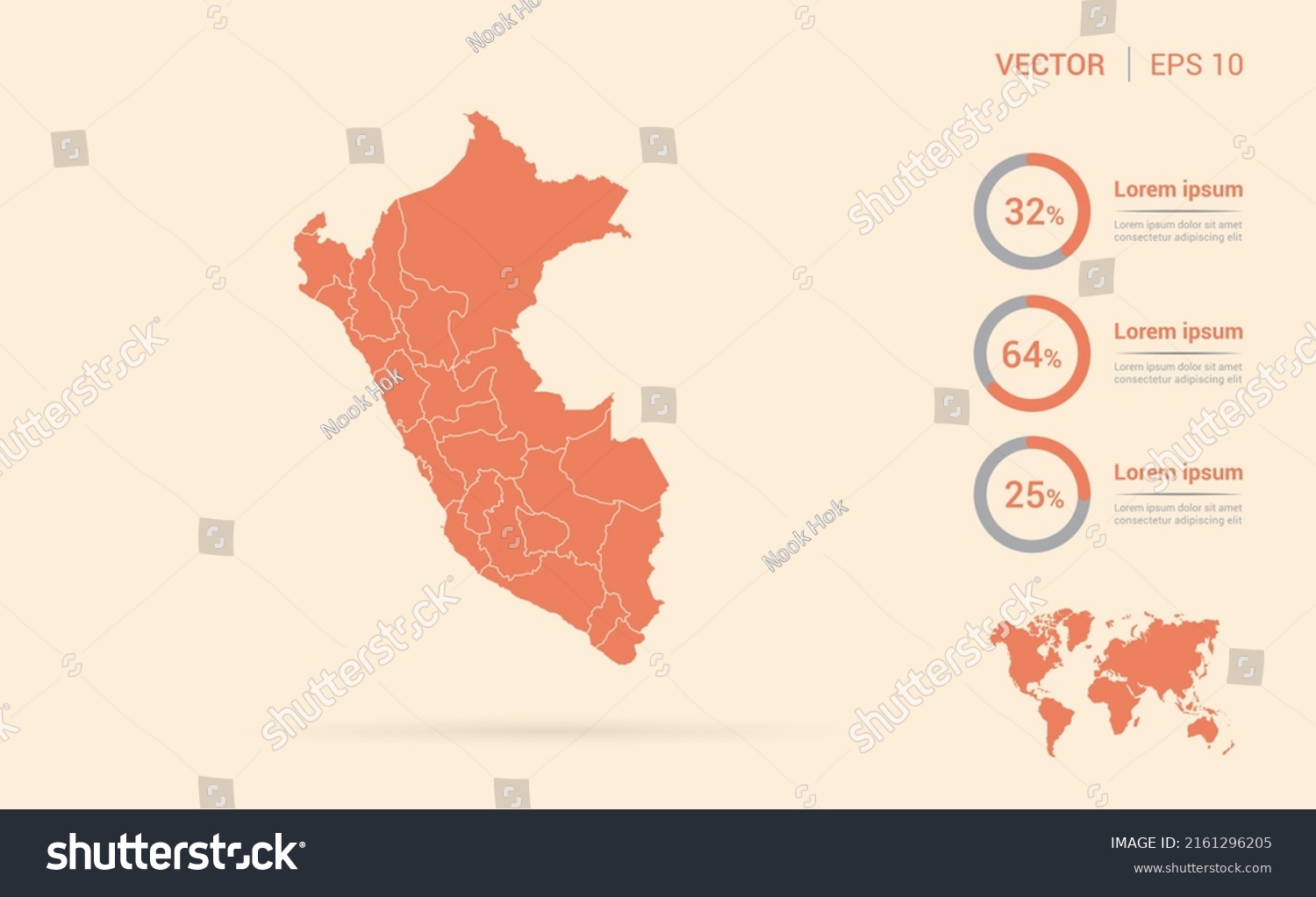 Peru Map Orange Abstract Infographic Vector Stock Vector (Royalty Free ...