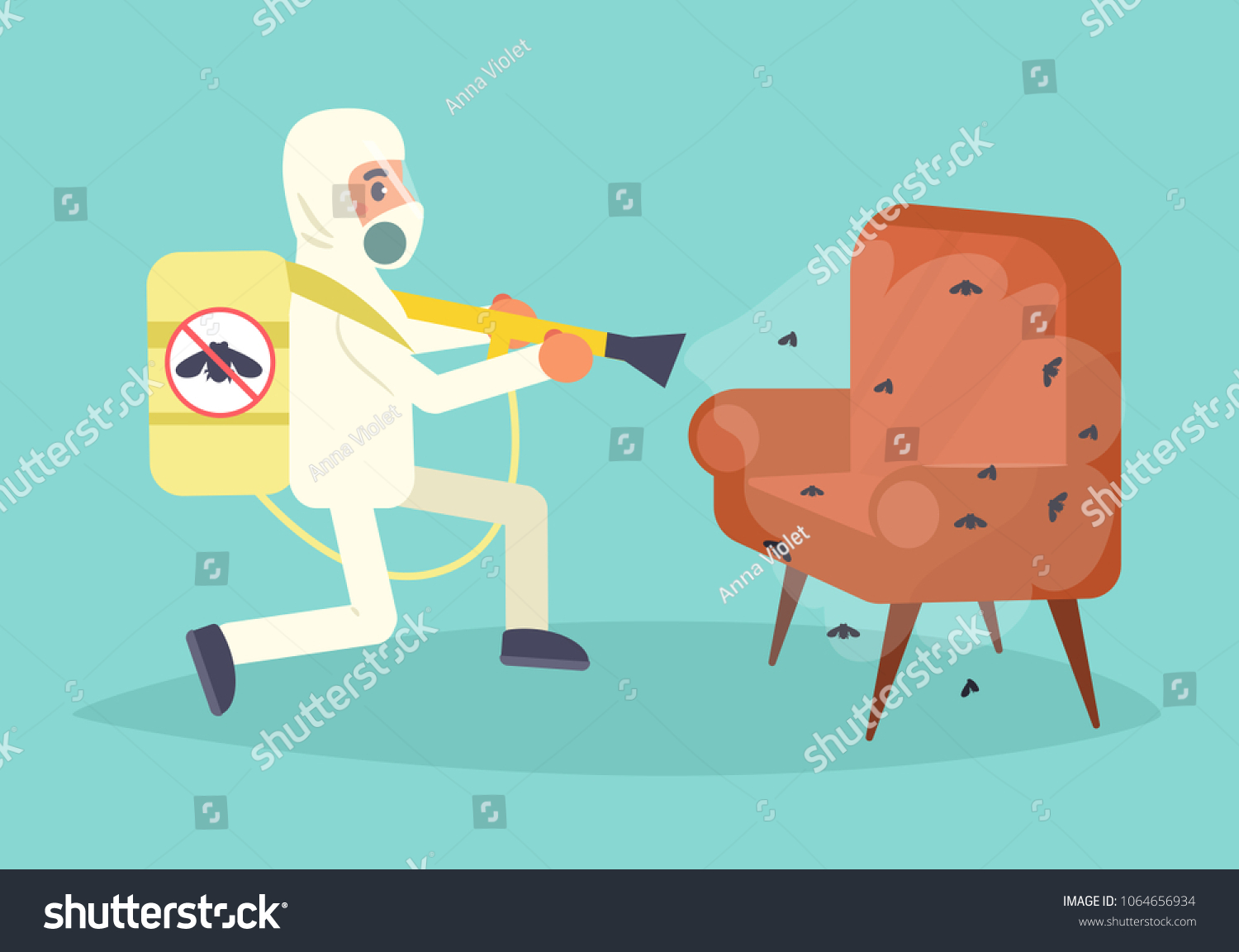 Pest Control Vector Cartoon Isolated Art Stok Vektör (Telifsiz) 1064656934