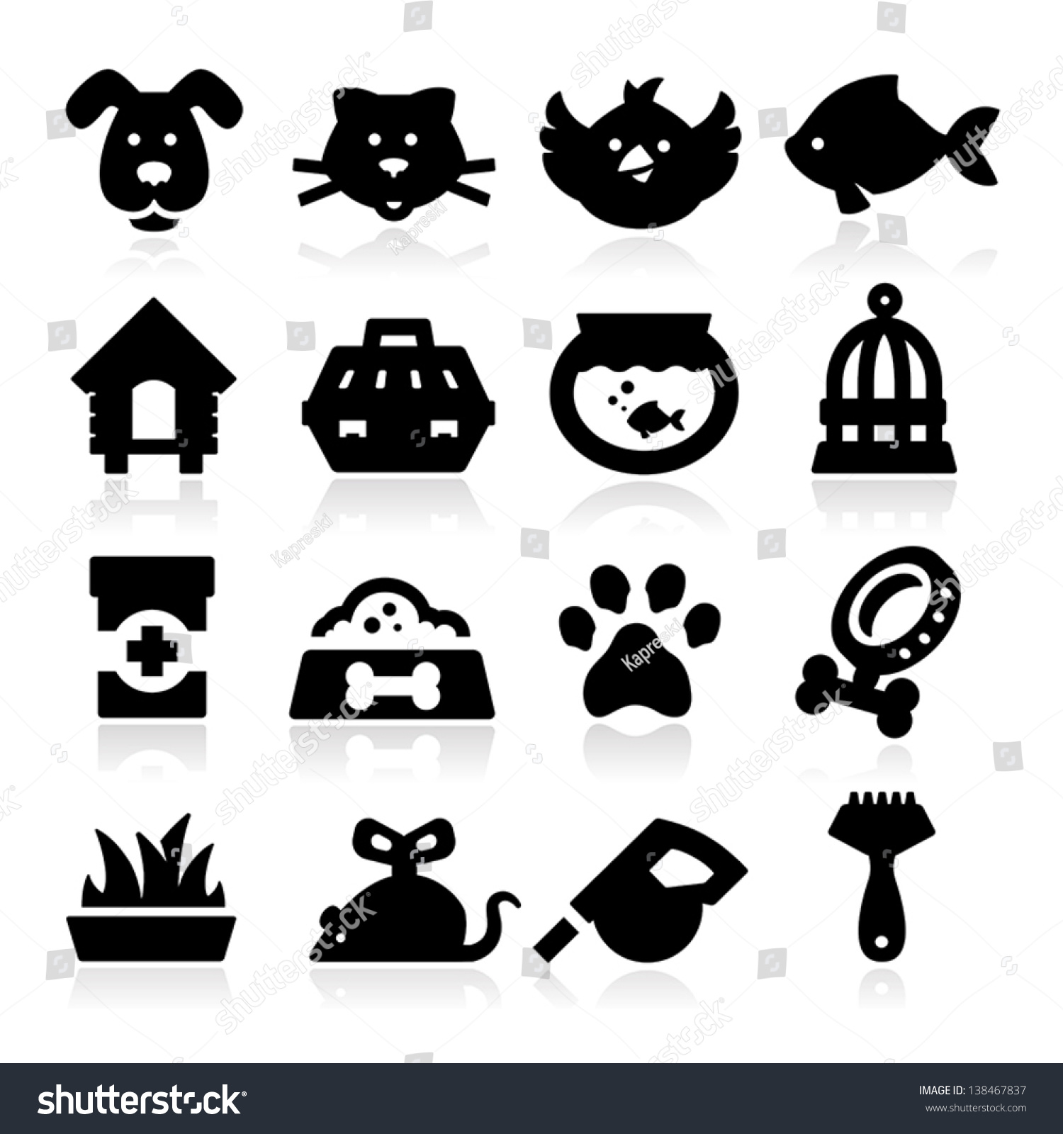 Iconos de mascotas: vector de stock (libre de regalías) 138467837 ...