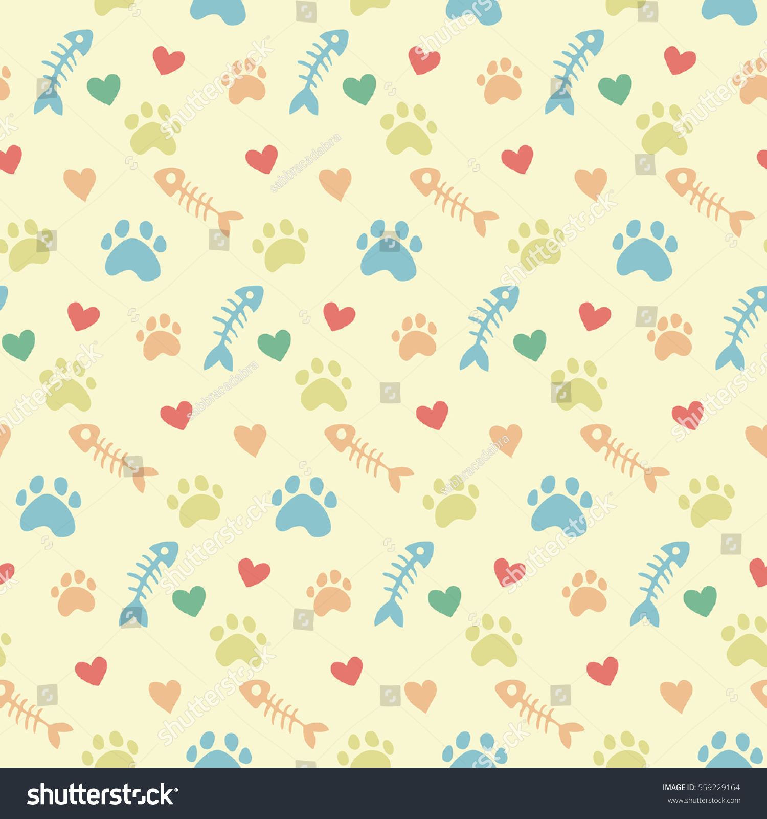 Pet Theme Background Vector Pattern Cats Stock Vector (Royalty Free ...