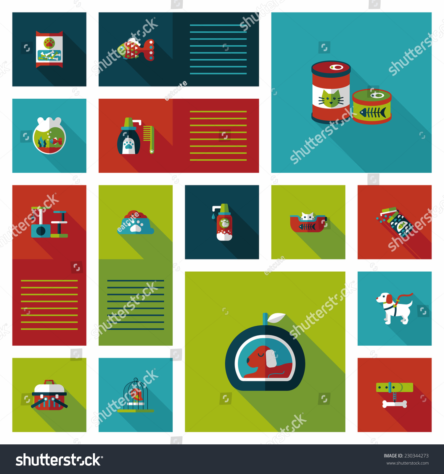 Pet Ui Flat Design Background Set Stock Vector (Royalty Free) 230344273 ...