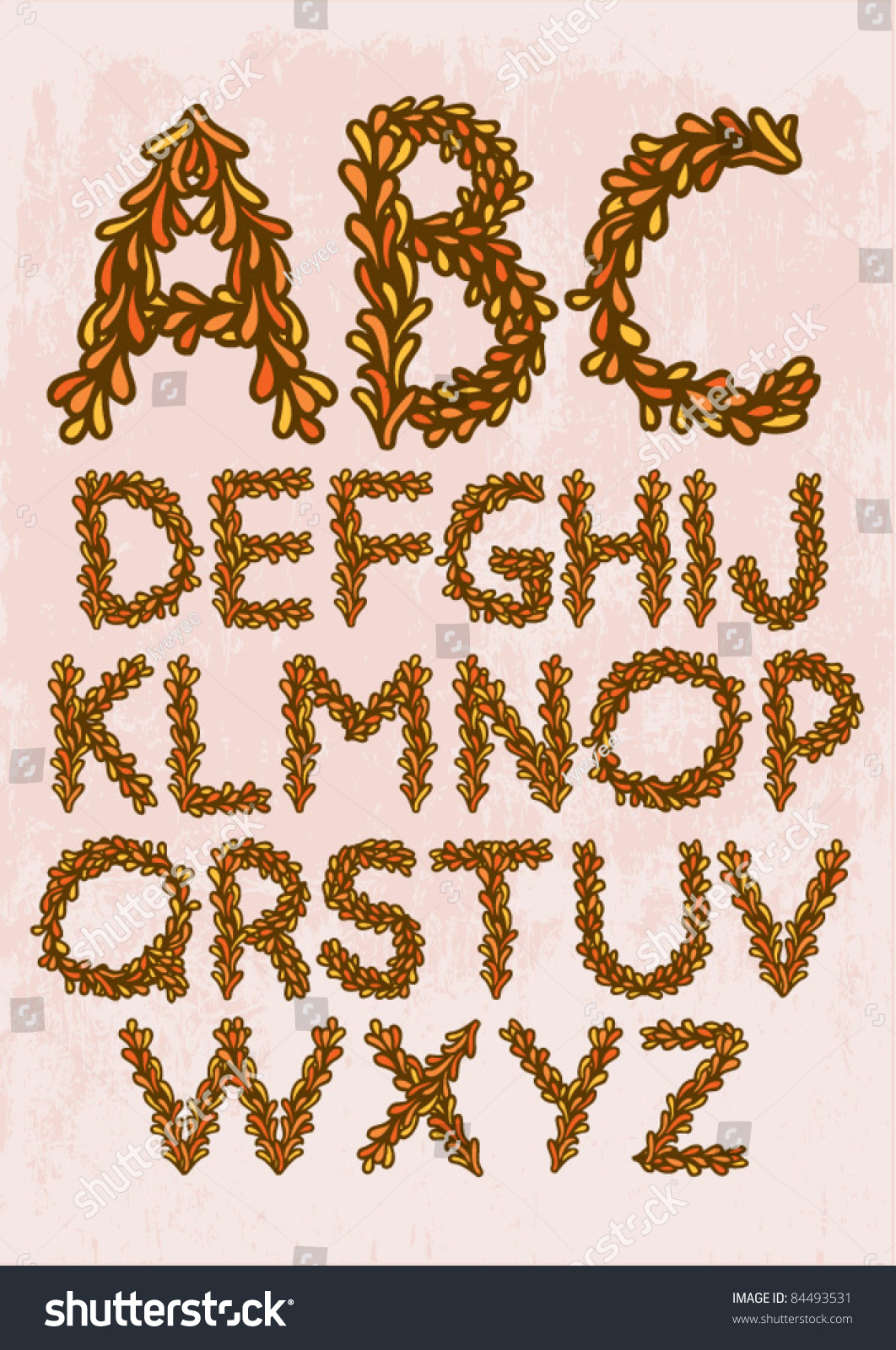 Petal Fonts Vectorillustration Stock Vector (Royalty Free) 84493531