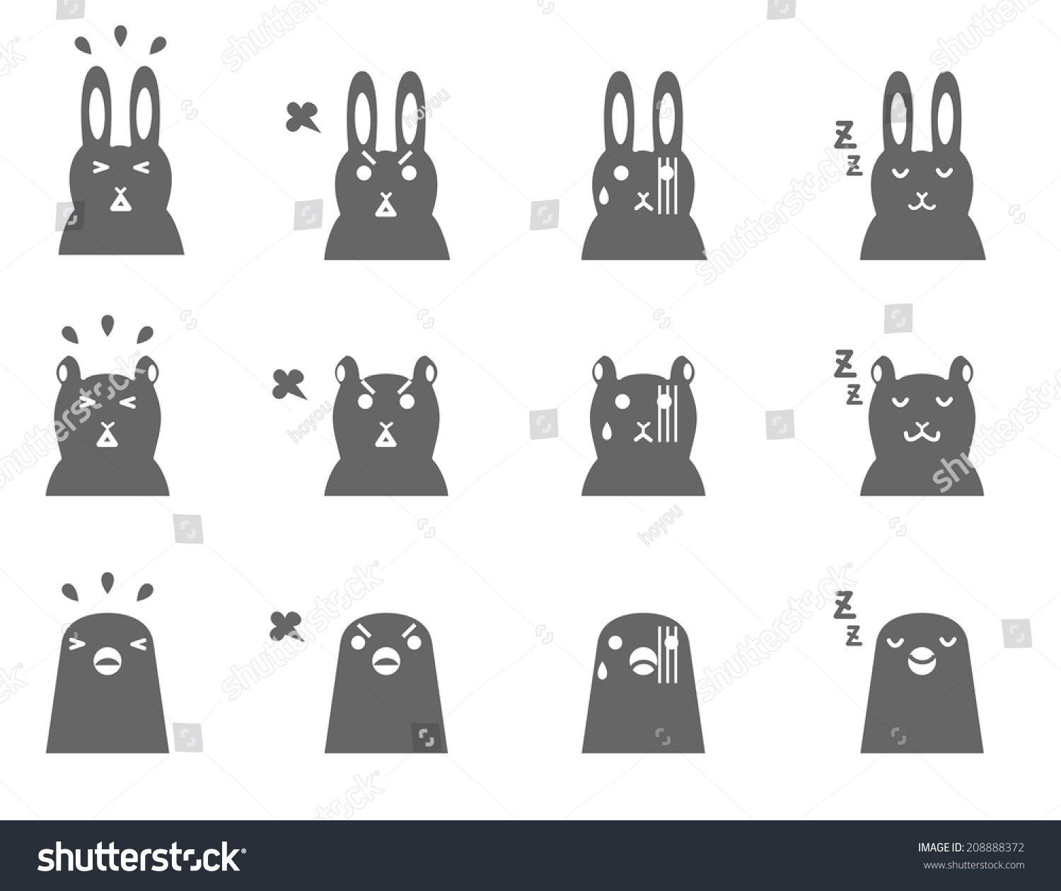 Pets Face Icons Stock Vector (Royalty Free) 208888372