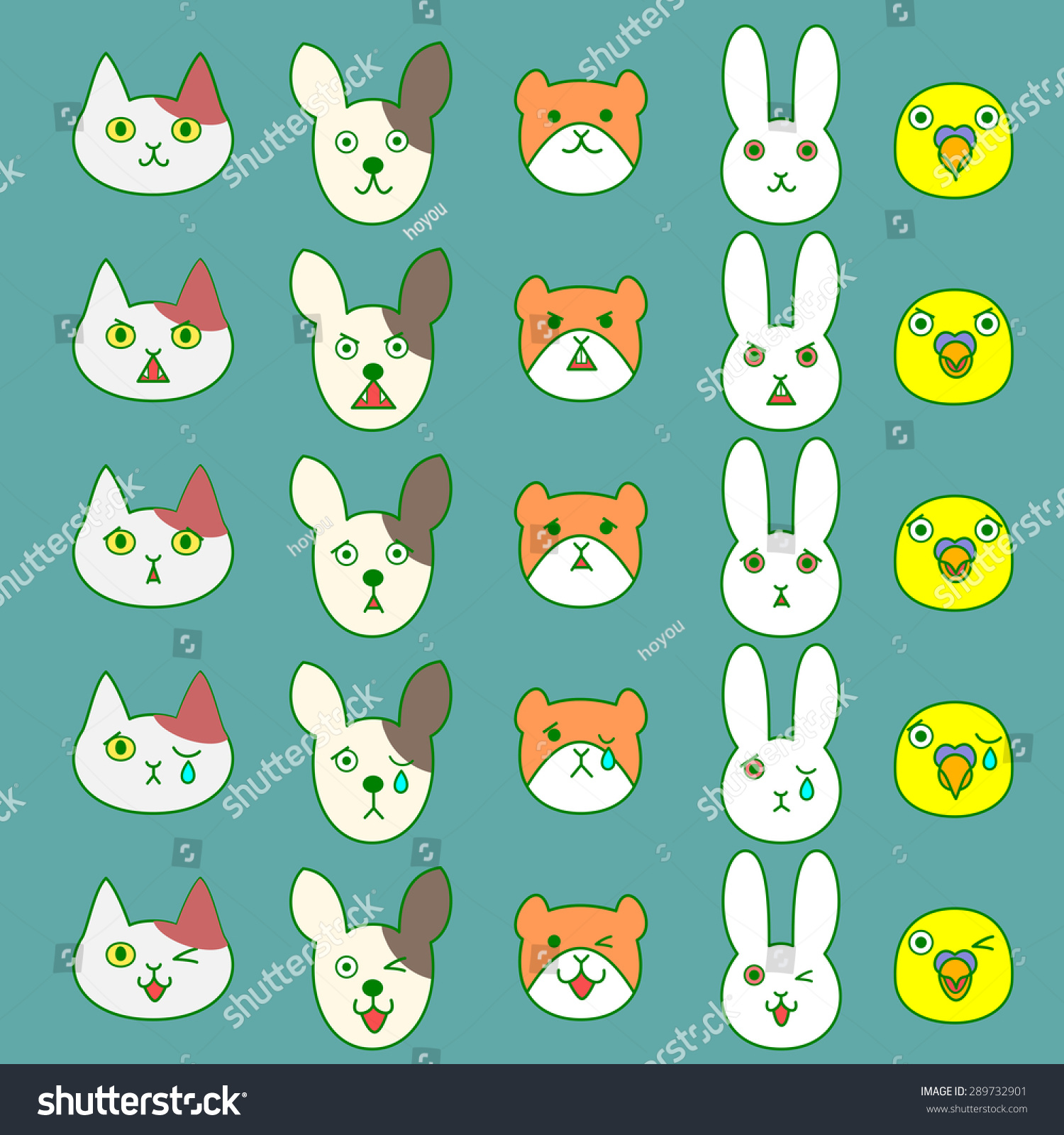Pets Facial Expressions Set Stock Vector (Royalty Free) 289732901