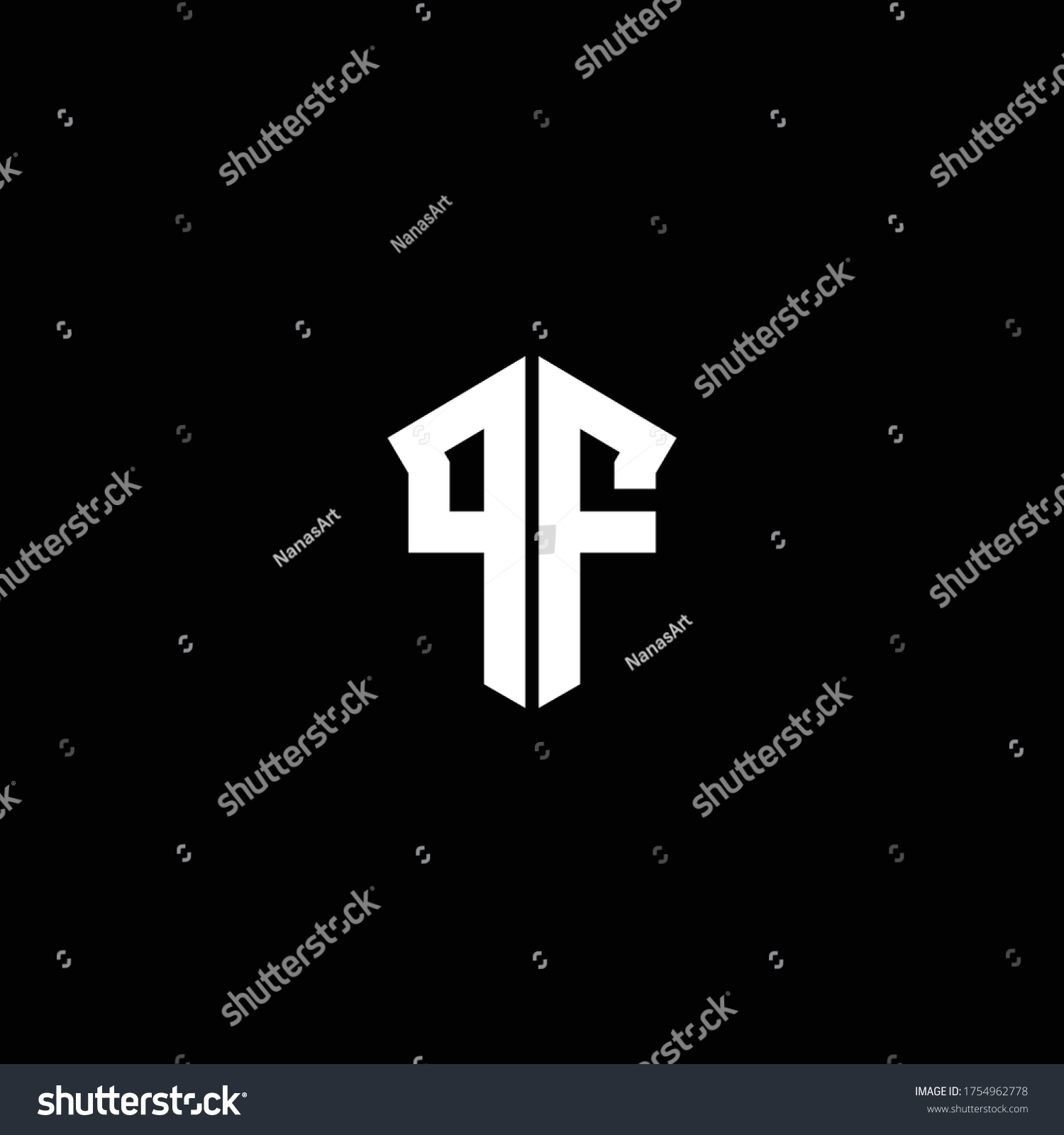 Pf Logo Monogram Shield Shape Design Stock Vector (Royalty Free ...