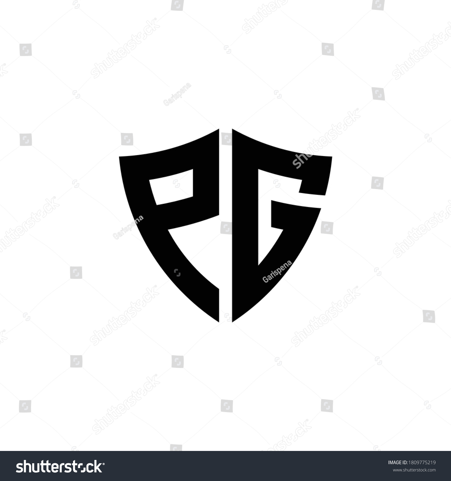 Pg Monogram Logo Shield Shape Design Stock Vector (Royalty Free) 1809775219