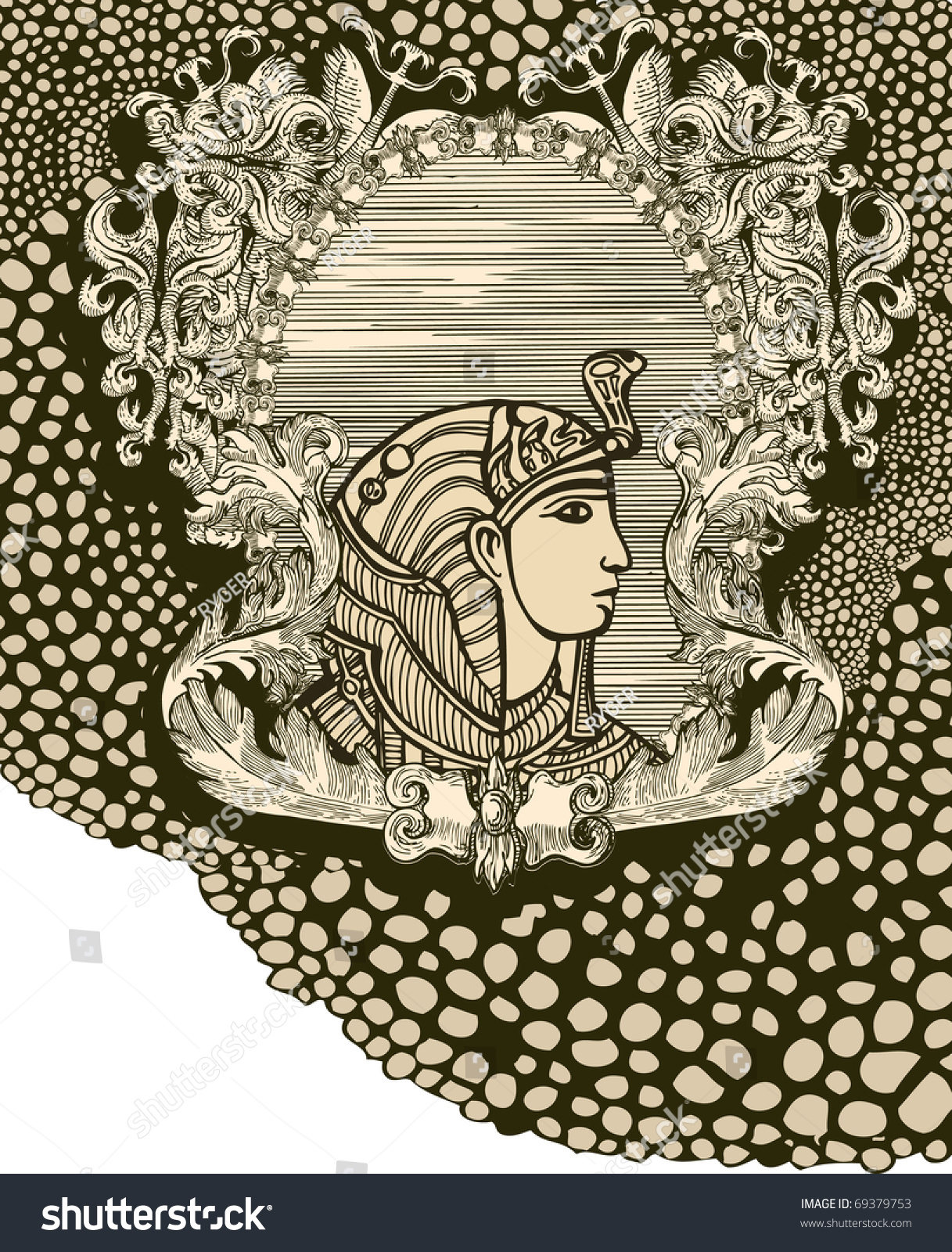 Pharaoh Portrait Medieval Frame: vector de stock (libre de regalías ...