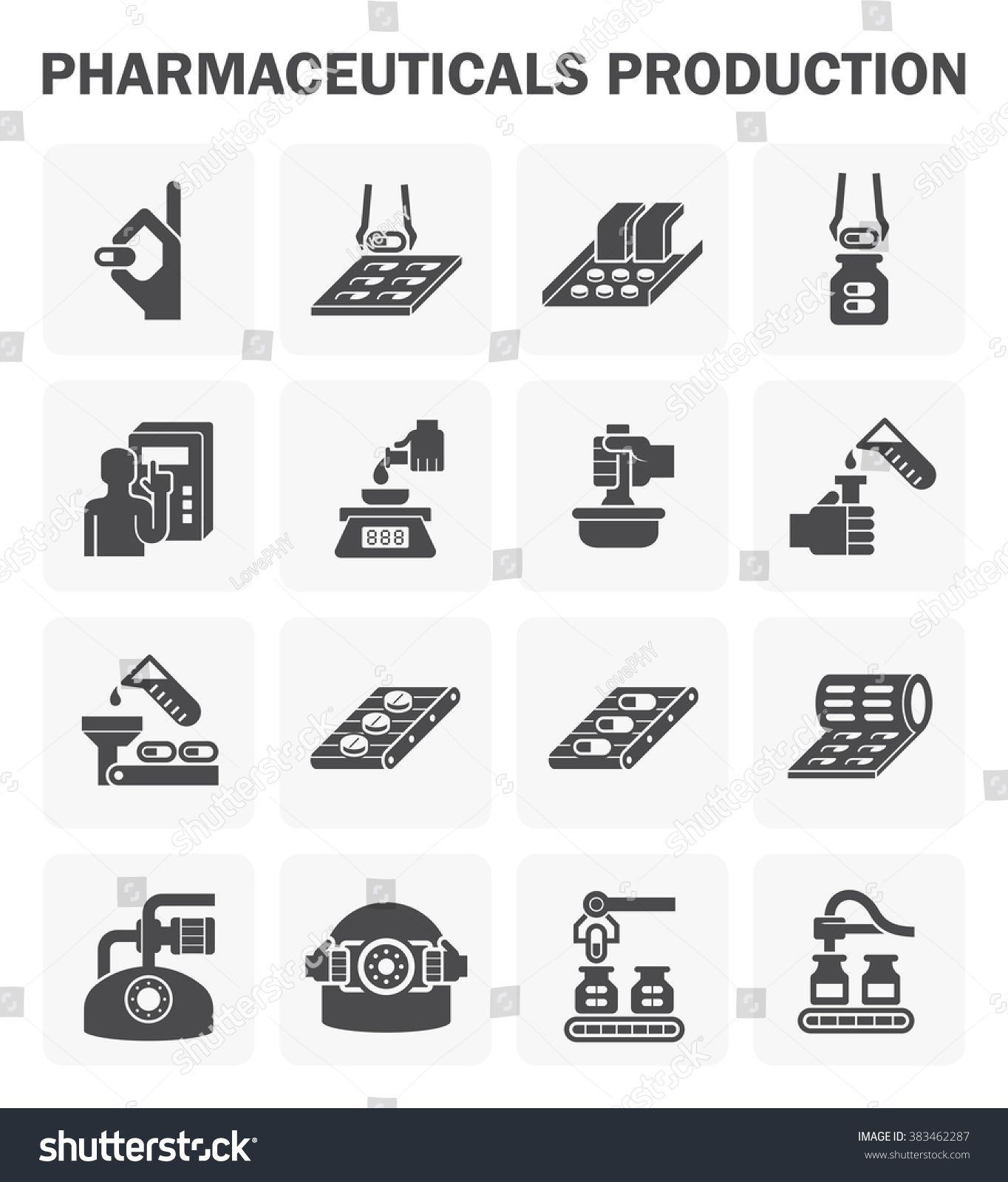 Pharmaceutical Production Vector Icon Sets Design. - 383462287 ...