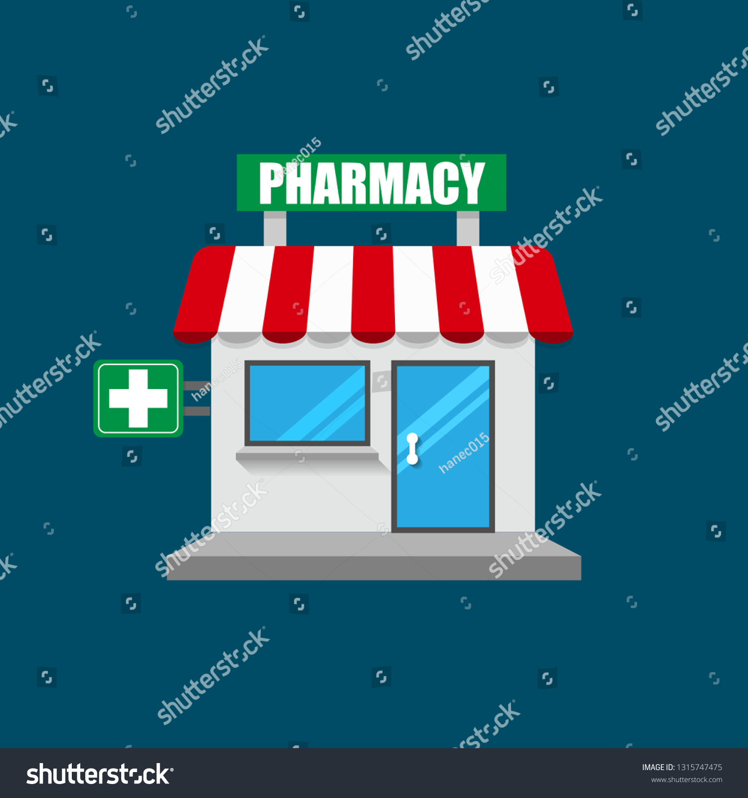 Pharmacy Buildingflat Design Pharmacy Icon Stock Vector (Royalty Free ...