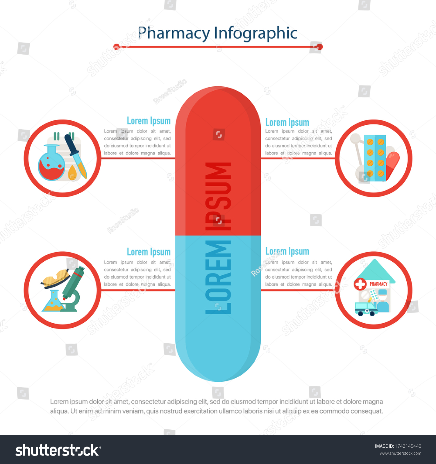 Pharmacy Infographic Concept Flat Vector Illustration Stock Vector ...